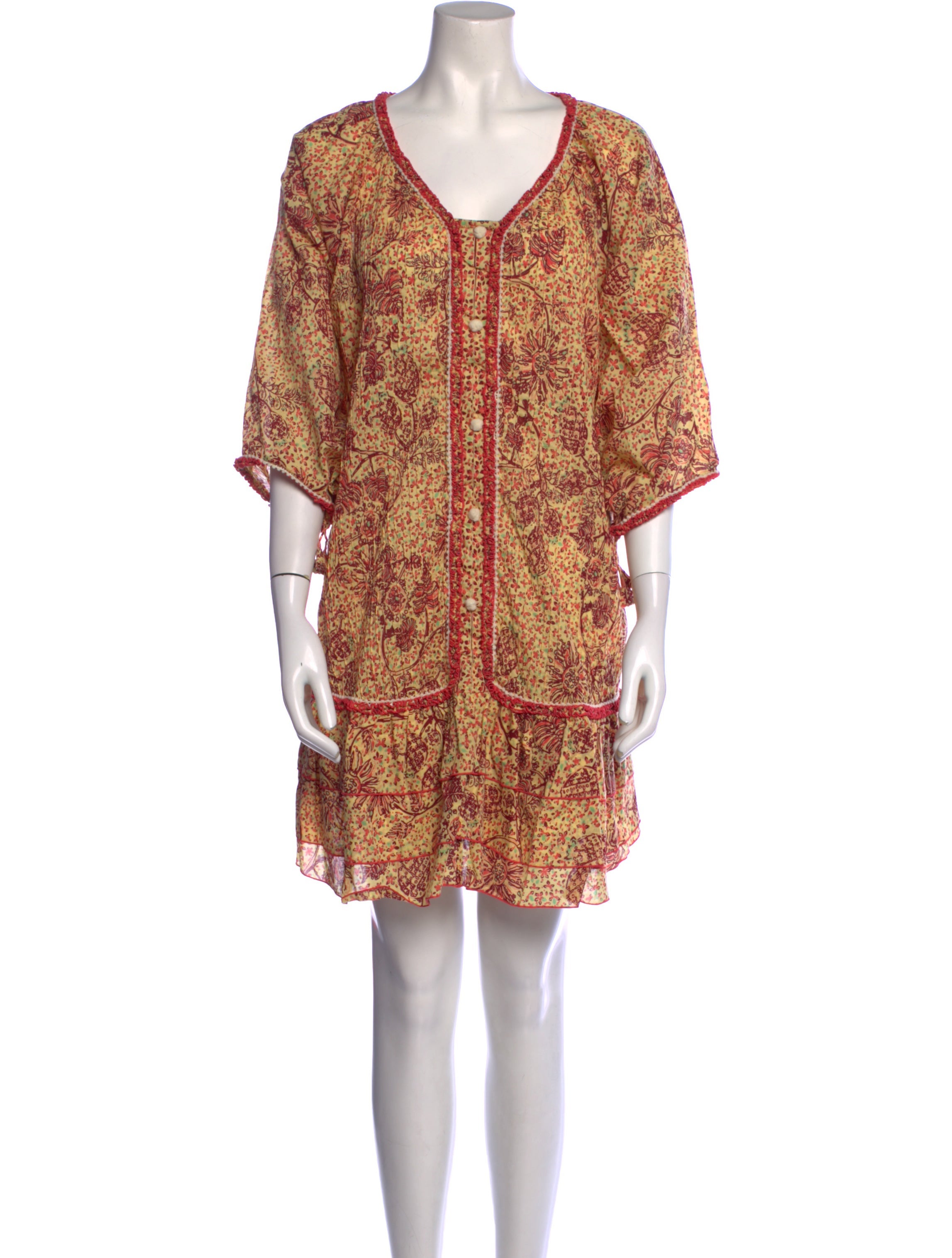 Poupette St Barth Paisley Print Mini Dress w/ Tags - Yellow Dresses ...