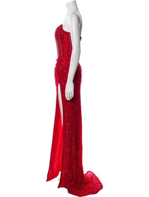 Portia & Scarlett Sequin Evening Gown Red Beaded & Cr… - Gem