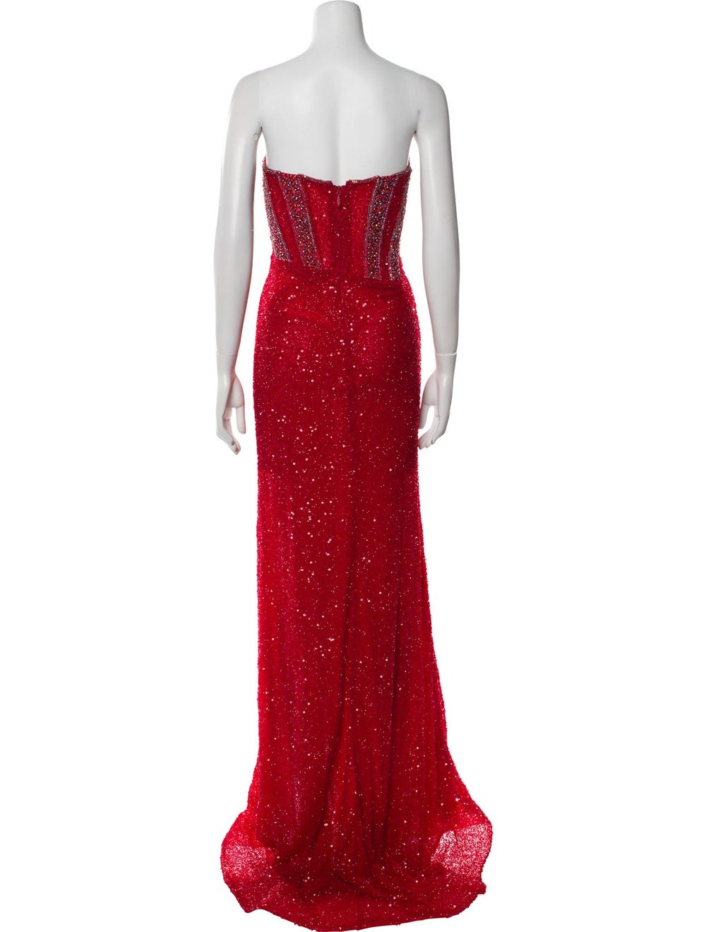 Portia & Scarlett Sequin Evening Gown Red Beaded & Cr… - Gem