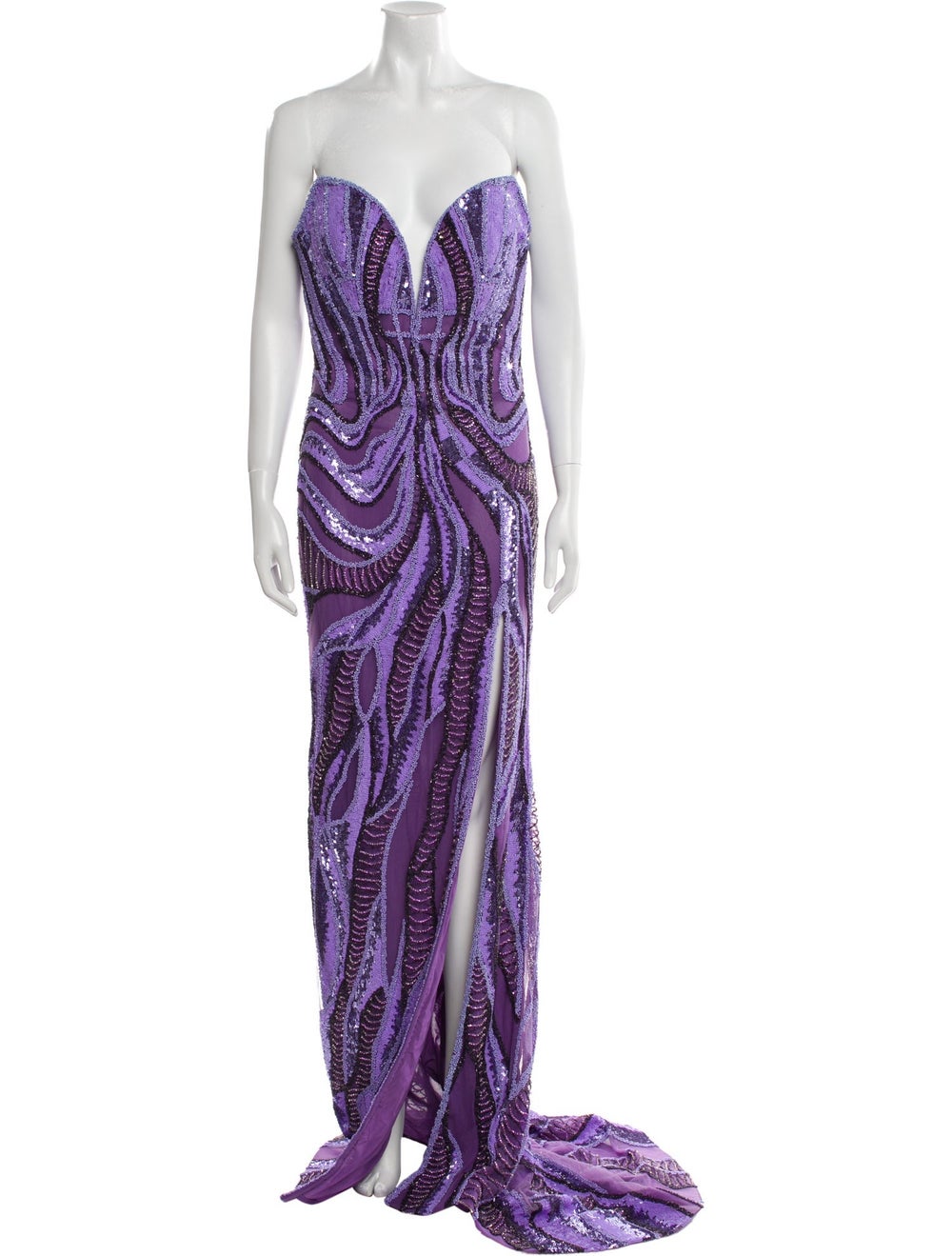 Portia & Scarlett Evening Gown Purple Beaded, Sequin … - Gem