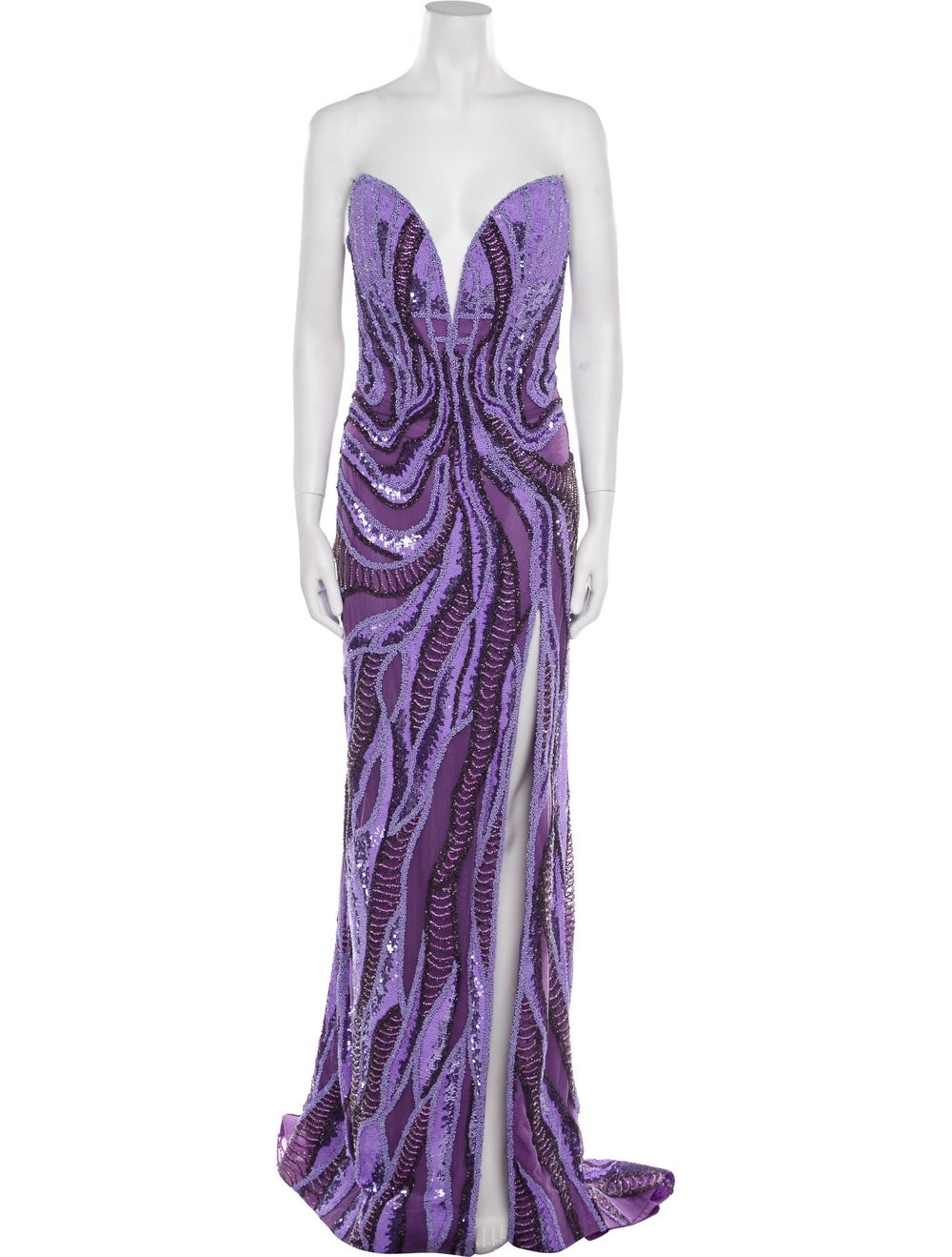 Portia & Scarlett Evening Gown Purple Beaded, Sequin … - Gem