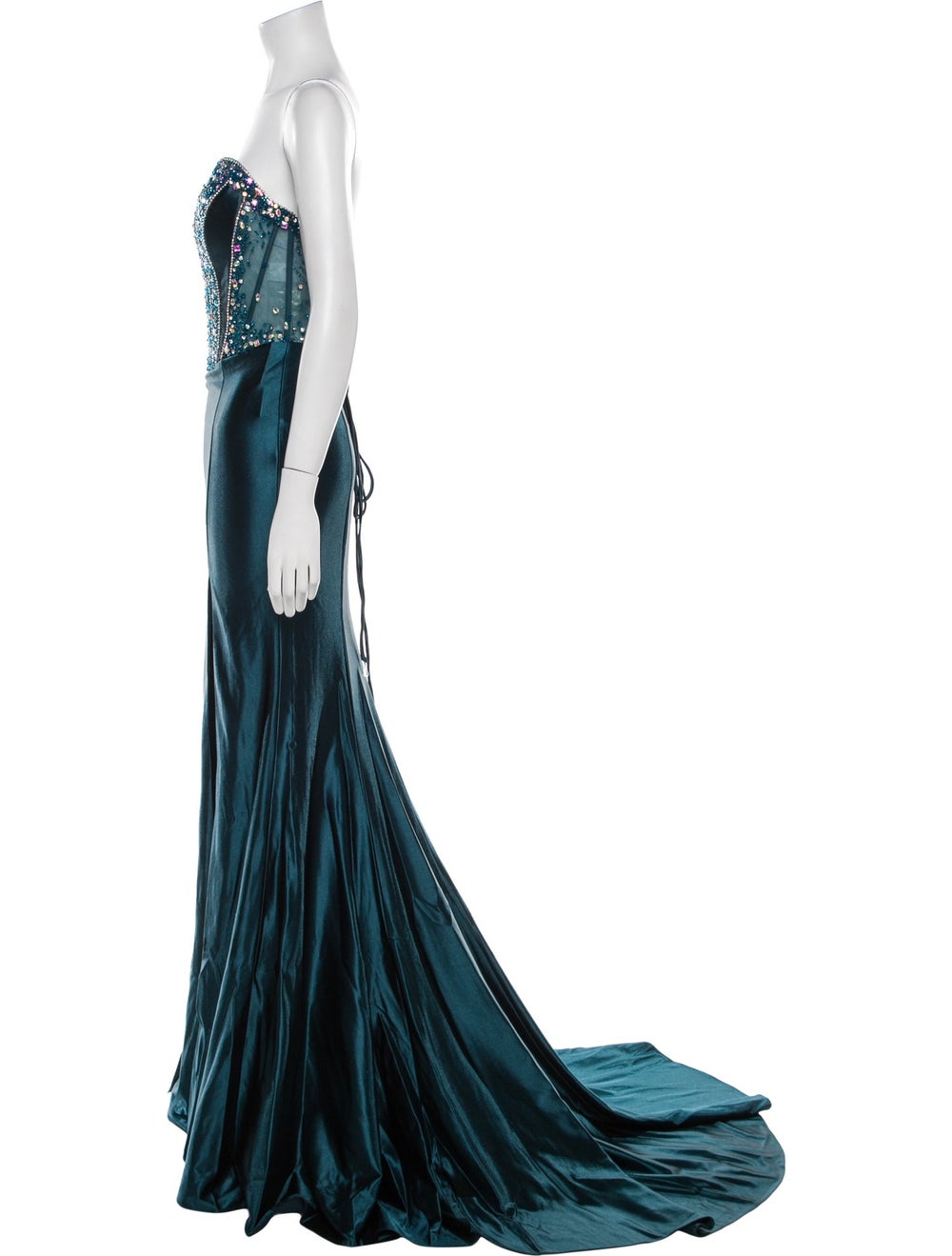 Portia & Scarlett Evening Gown Green Lace, Beaded & C… - Gem