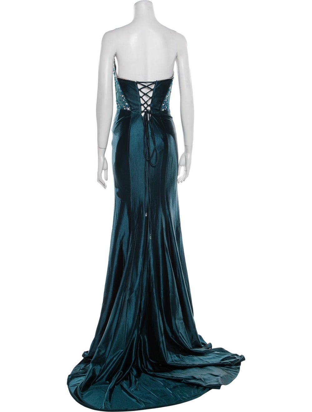 Portia & Scarlett Evening Gown Green Lace, Beaded & C… - Gem