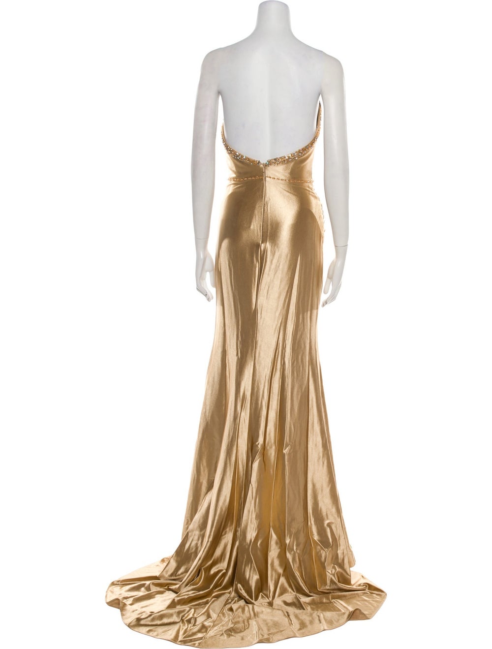 Portia & Scarlett Evening Gown Gold Pleated, Beaded &… - Gem