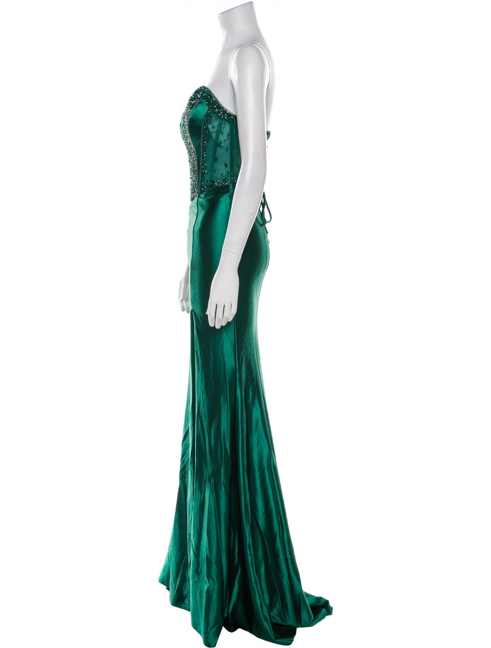 Portia & Scarlett Evening Gown Green Beaded & Crystal… - Gem