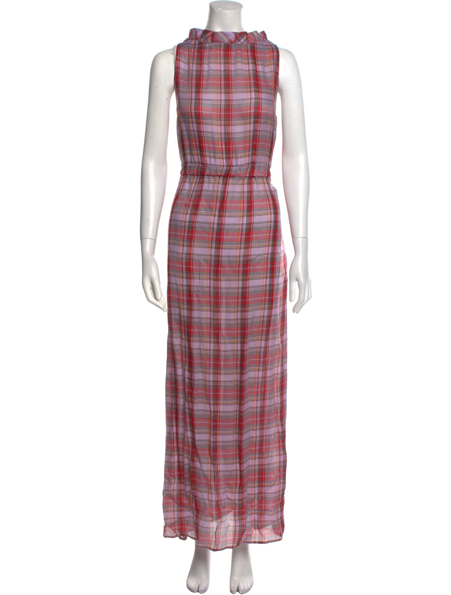 Pearl by Lela Rose Plaid Print Long Dress - Red Dresses, Clothing ...