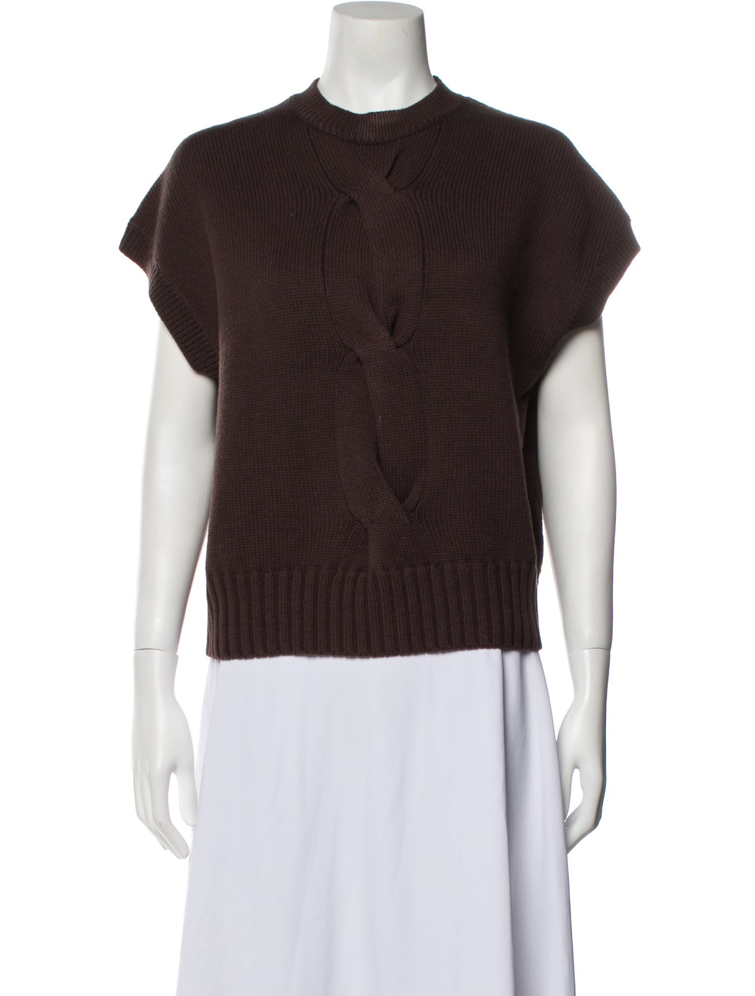 Pearl by Lela Rose Crew Neck Sweater - Brown Knitwear, Clothing ...