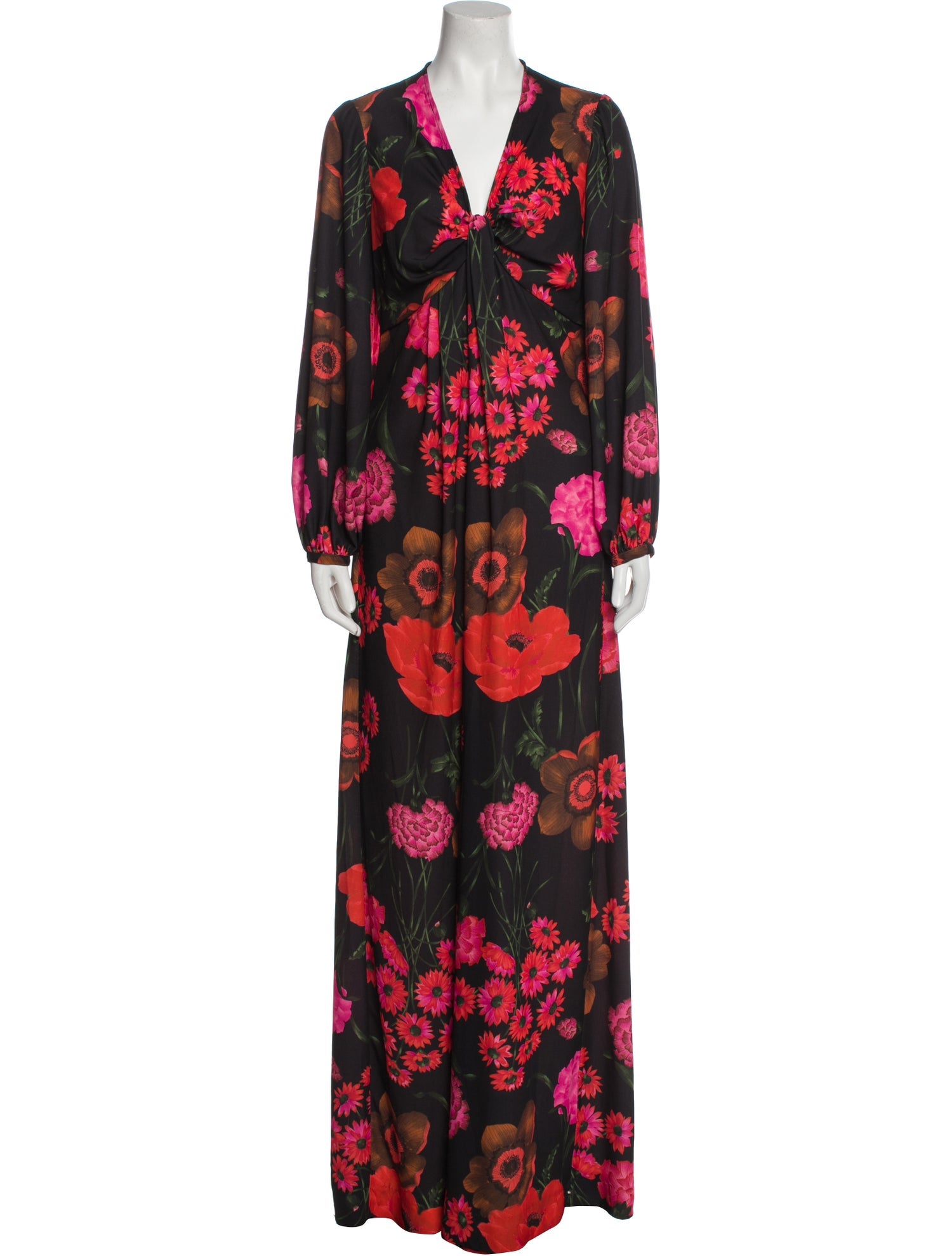 Pearl by Lela Rose Floral Print Long Dress - Black Dresses, Clothing ...