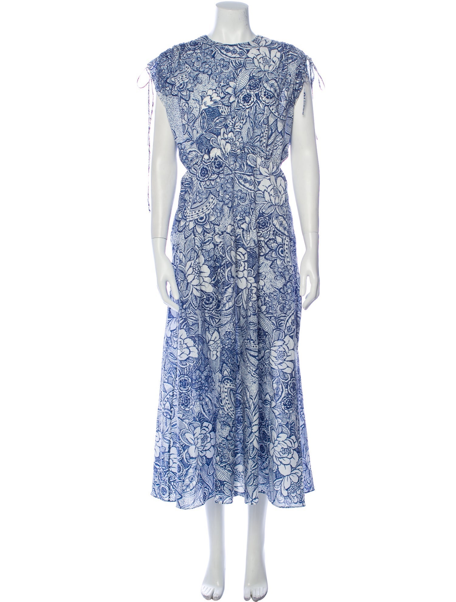 Pearl by Lela Rose Floral Print Long Dress - Blue Dresses, Clothing ...