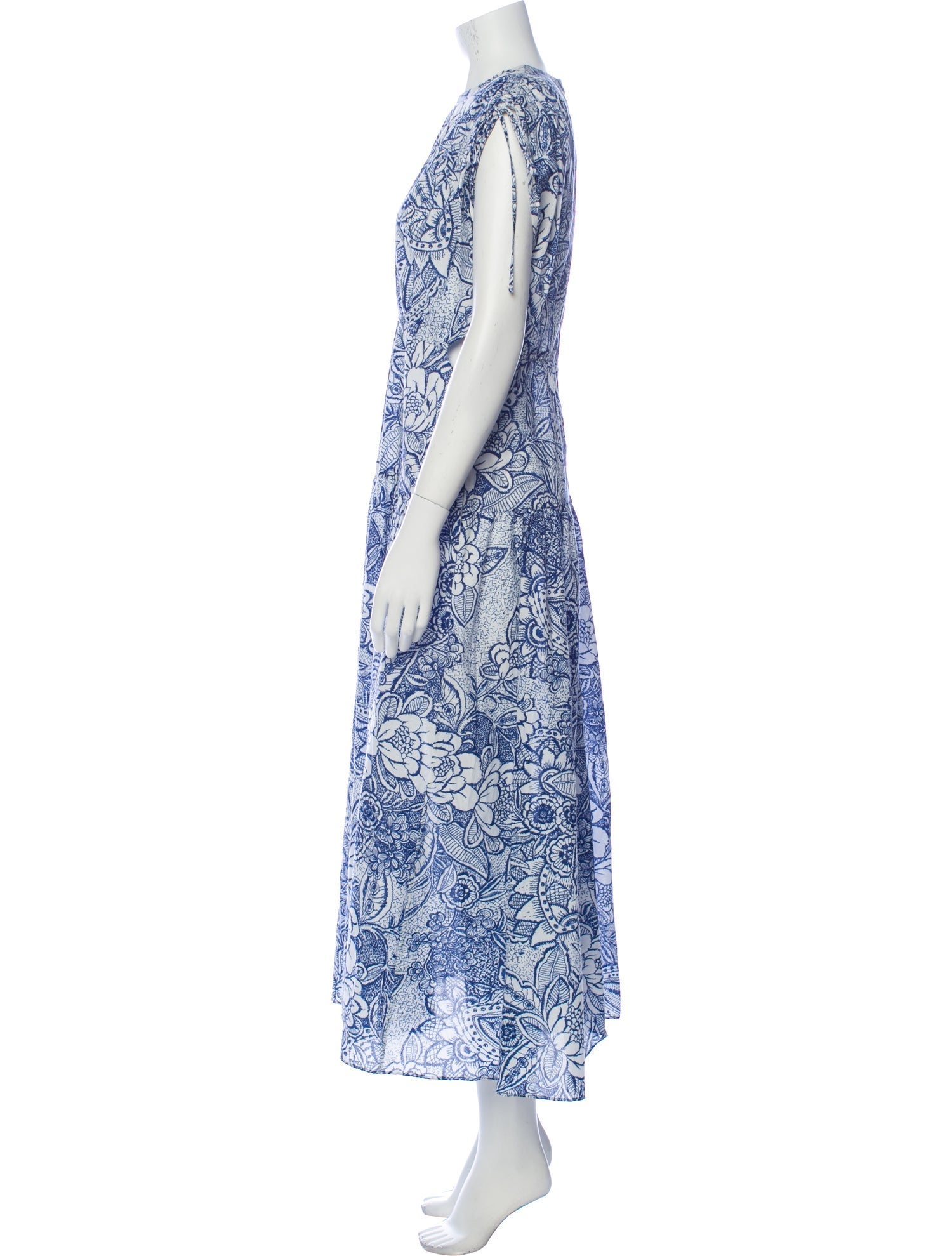 Pearl by Lela Rose Floral Print Long Dress - Blue Dresses, Clothing ...