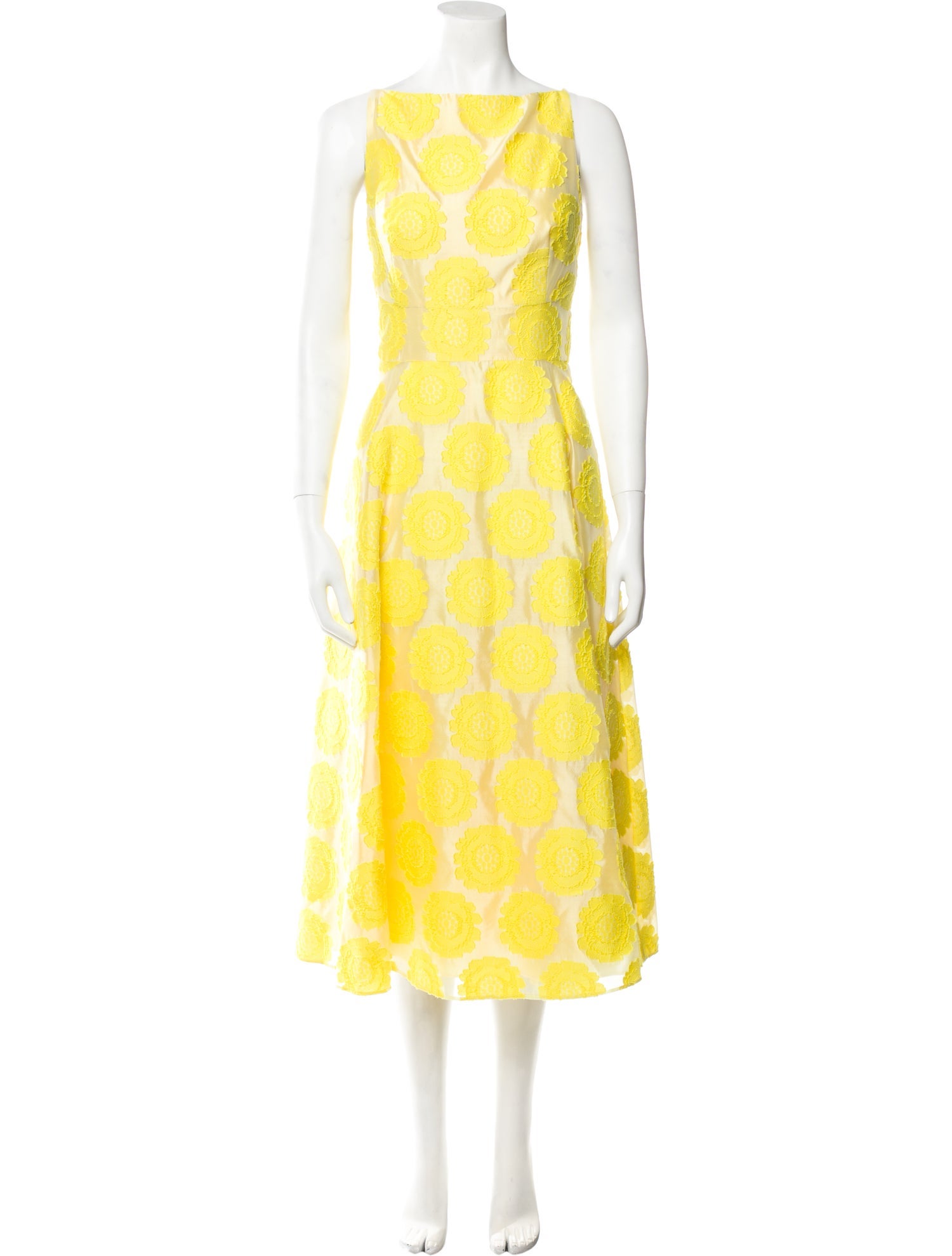 Pearl by Lela Rose Bateau Neckline Midi Length Dress w/ Tags - Yellow ...