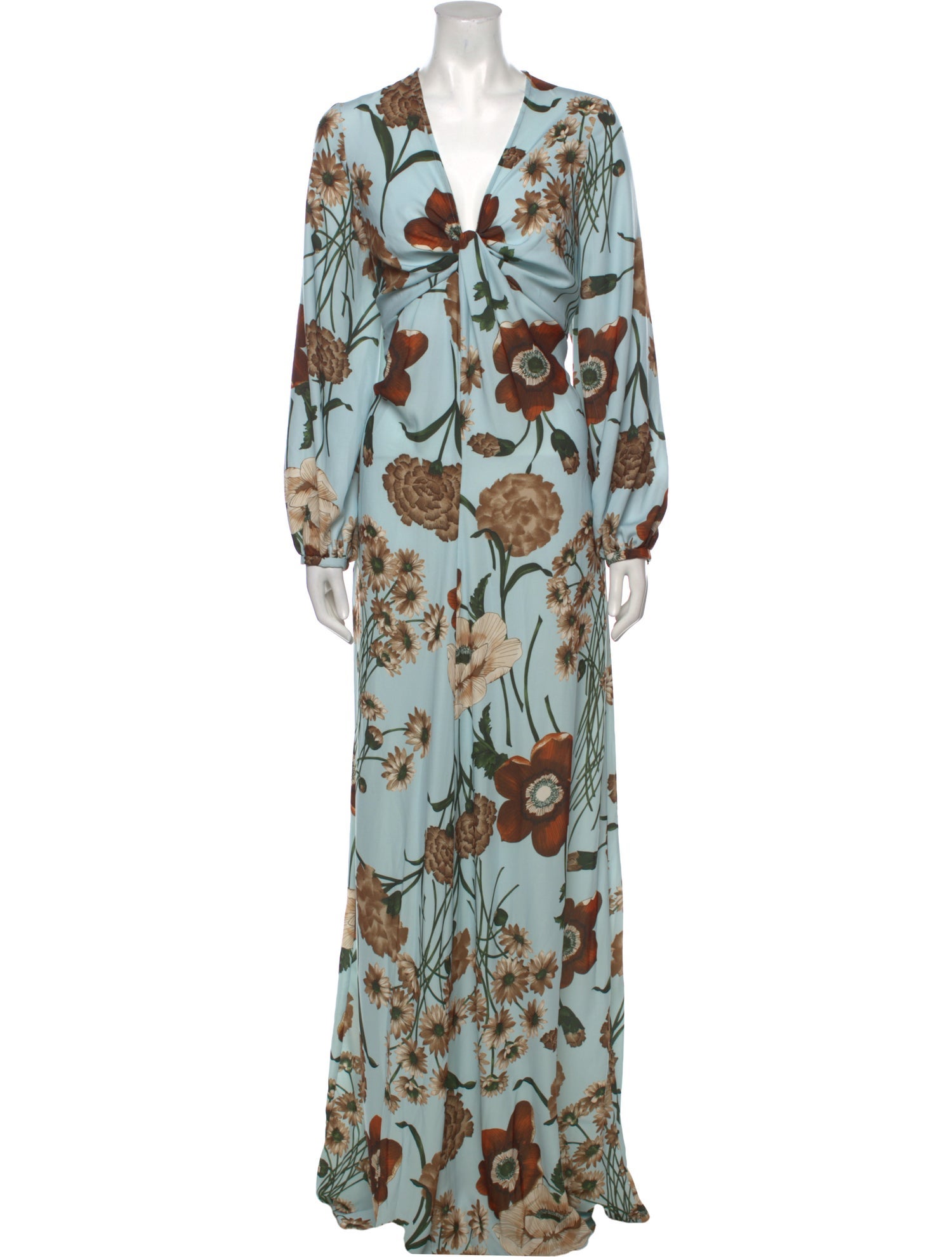 Pearl by Lela Rose Floral Print Long Dress - Blue Dresses, Clothing ...