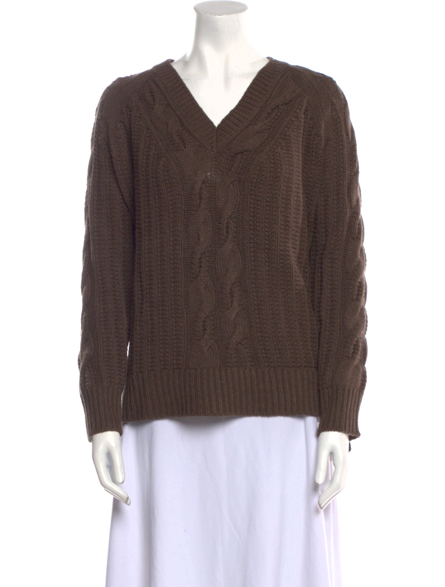 Pearl by Lela Rose V-Neck Sweater - Brown Knitwear, Clothing ...