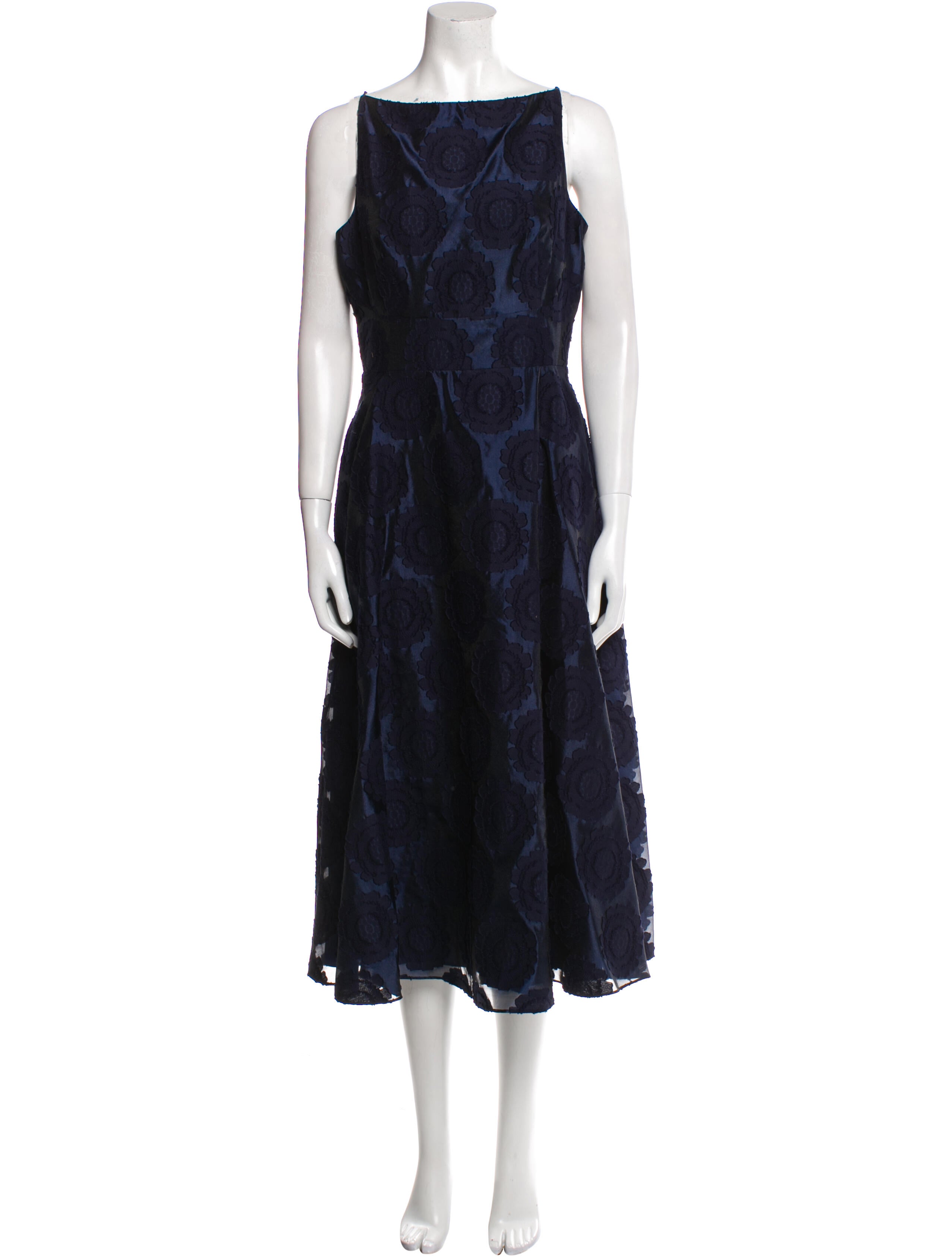 Pearl by Lela Rose Bateau Neckline Midi Length Dress w/ Tags - Blue ...