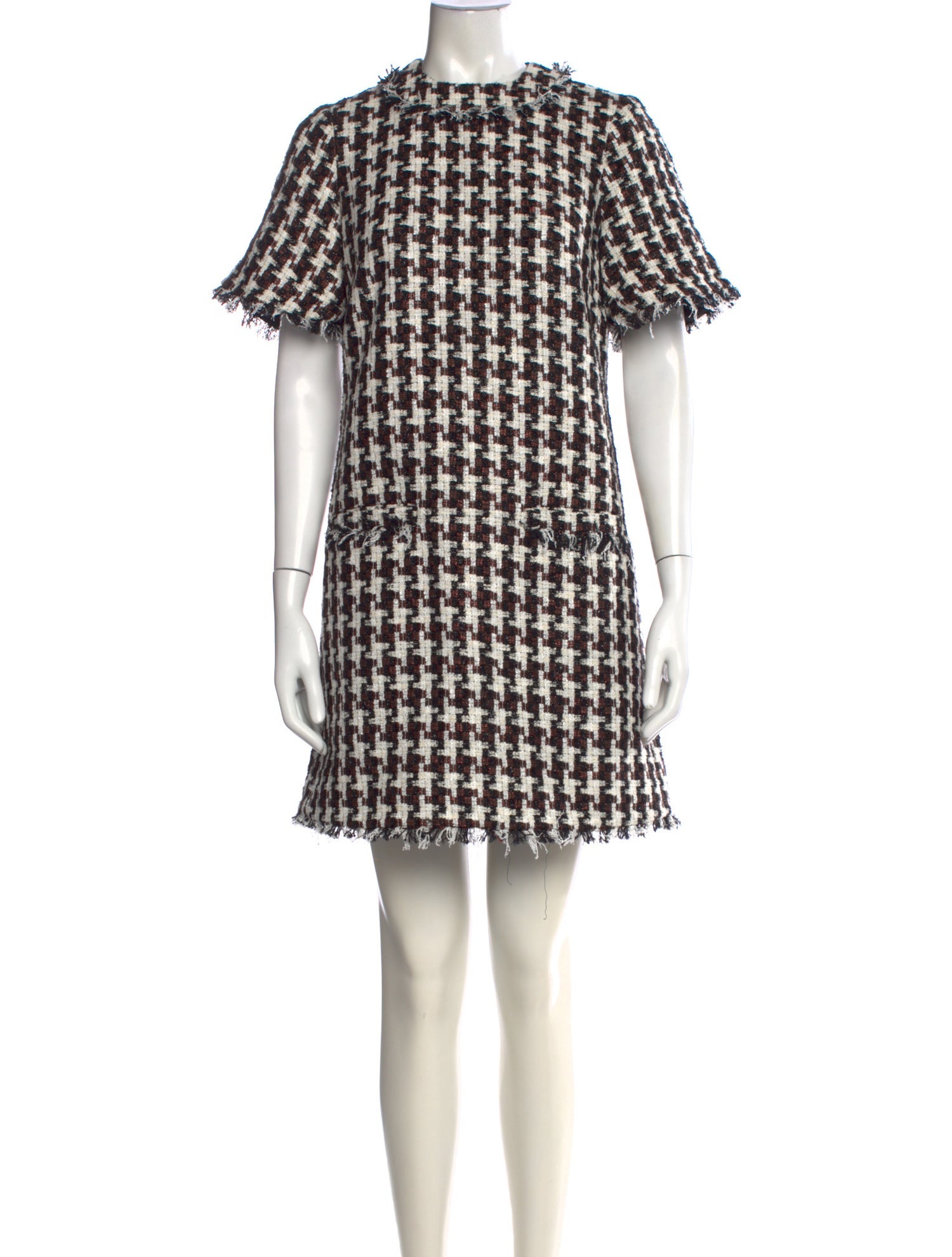 Pearl by Lela Rose Houndstooth Print Mini Dress - Brown Dresses ...