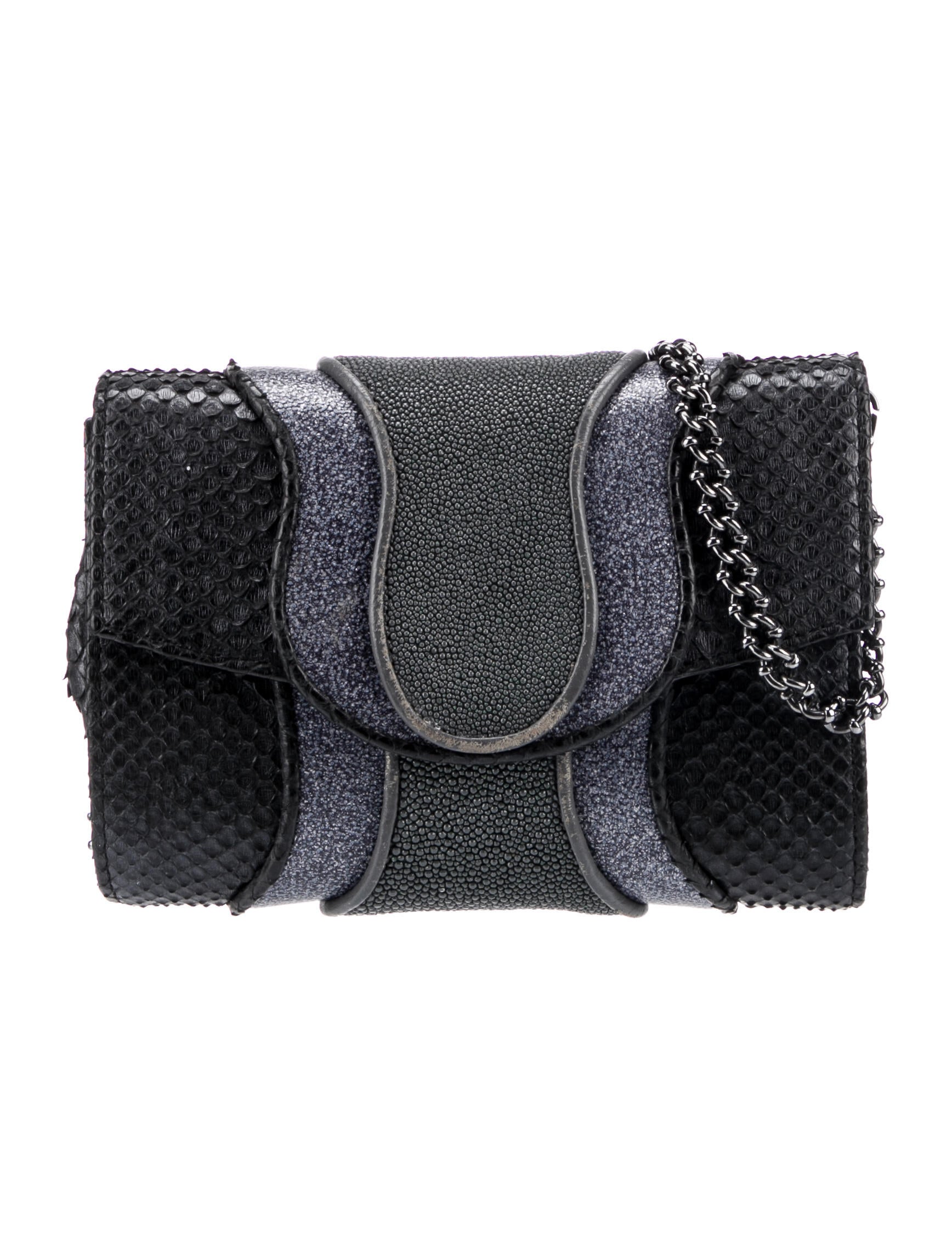 Khirma Eliazov Stingray-Trimmed Snakeskin Crossbody Bag - Blue ...