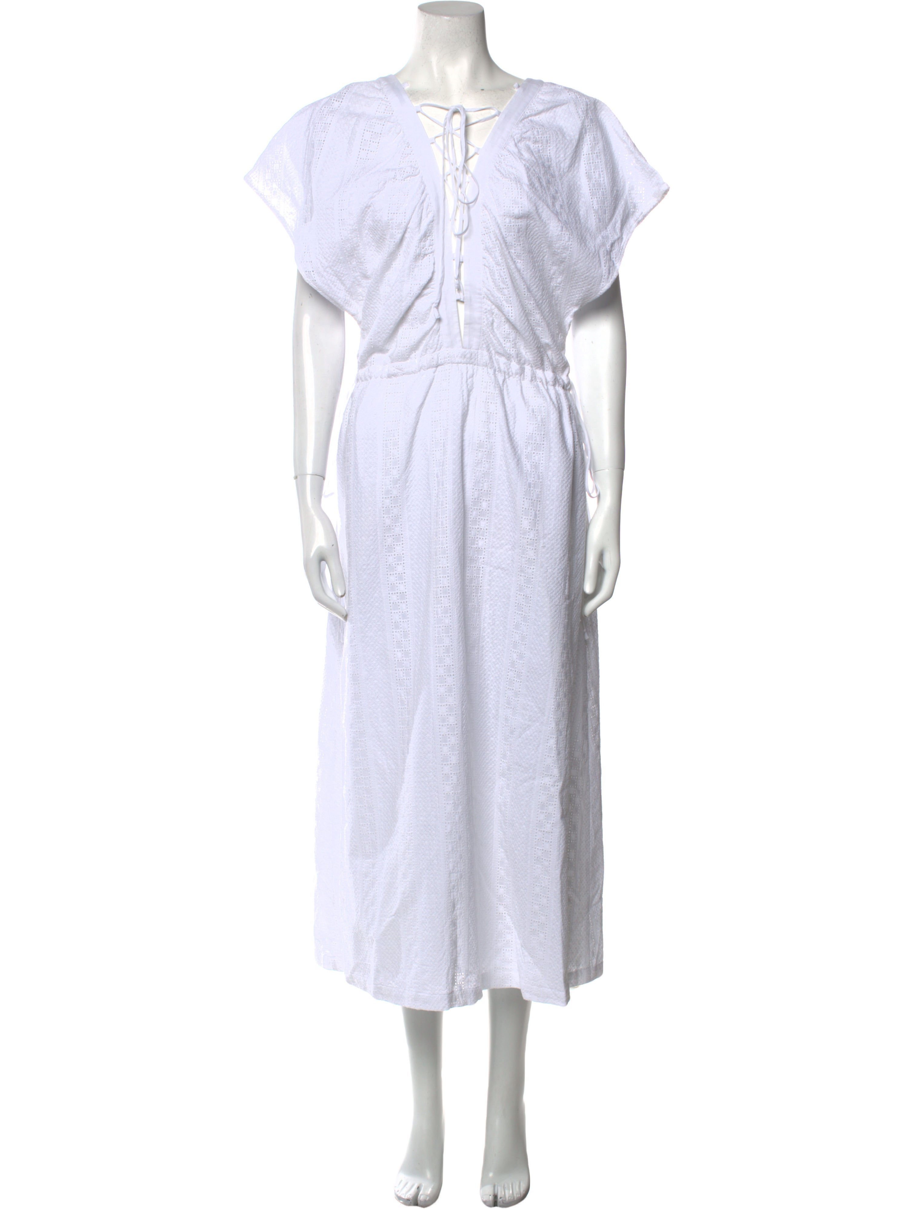 Rodebjer Tie Neck Long Dress - White Dresses, Clothing - WQZ23403 | The ...