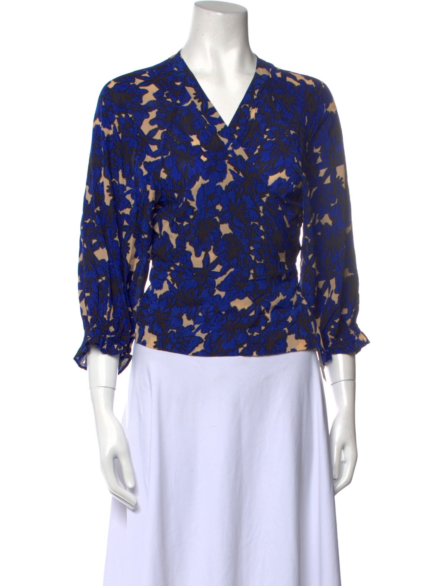 Rodebjer Printed V-Neck Blouse - Blue Tops, Clothing - WQZ23742 | The ...