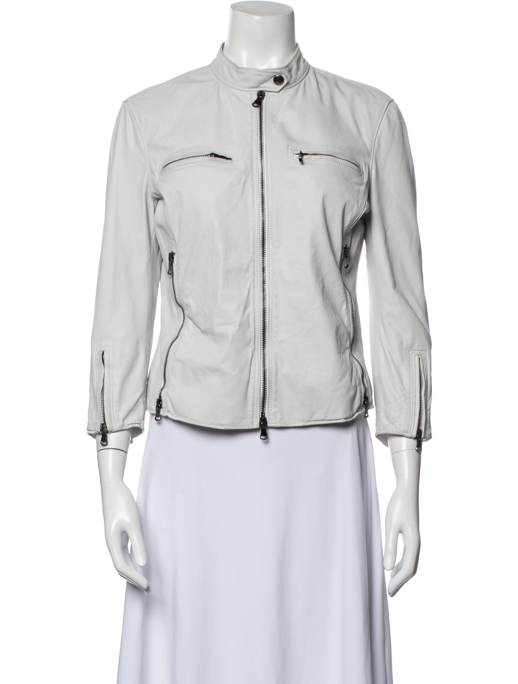 R13 Lambskin Biker Jacket - Grey Jackets, Clothing - WRA48639 | The ...