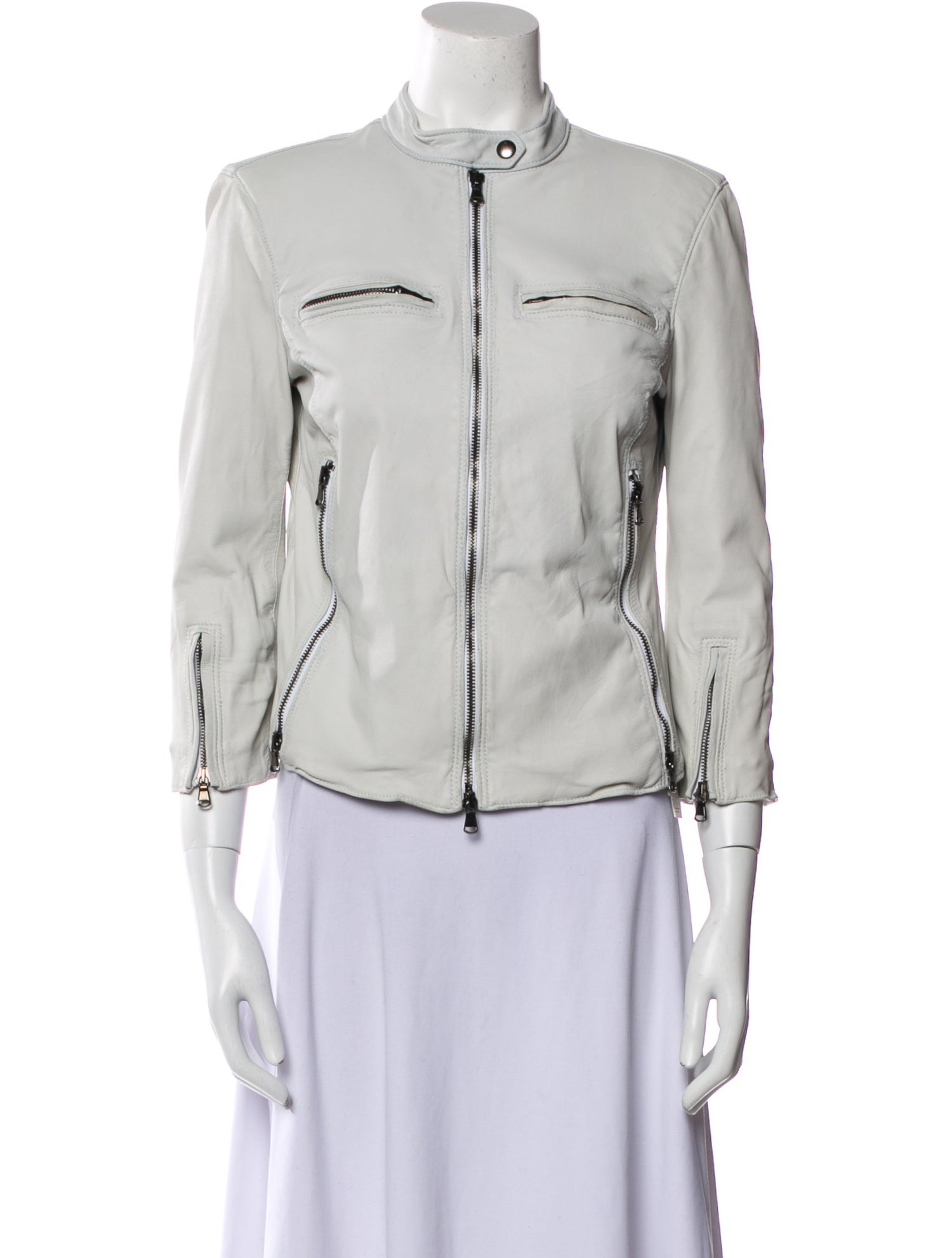 R13 Lambskin Biker Jacket - Grey Jackets, Clothing - WRA63089 | The ...