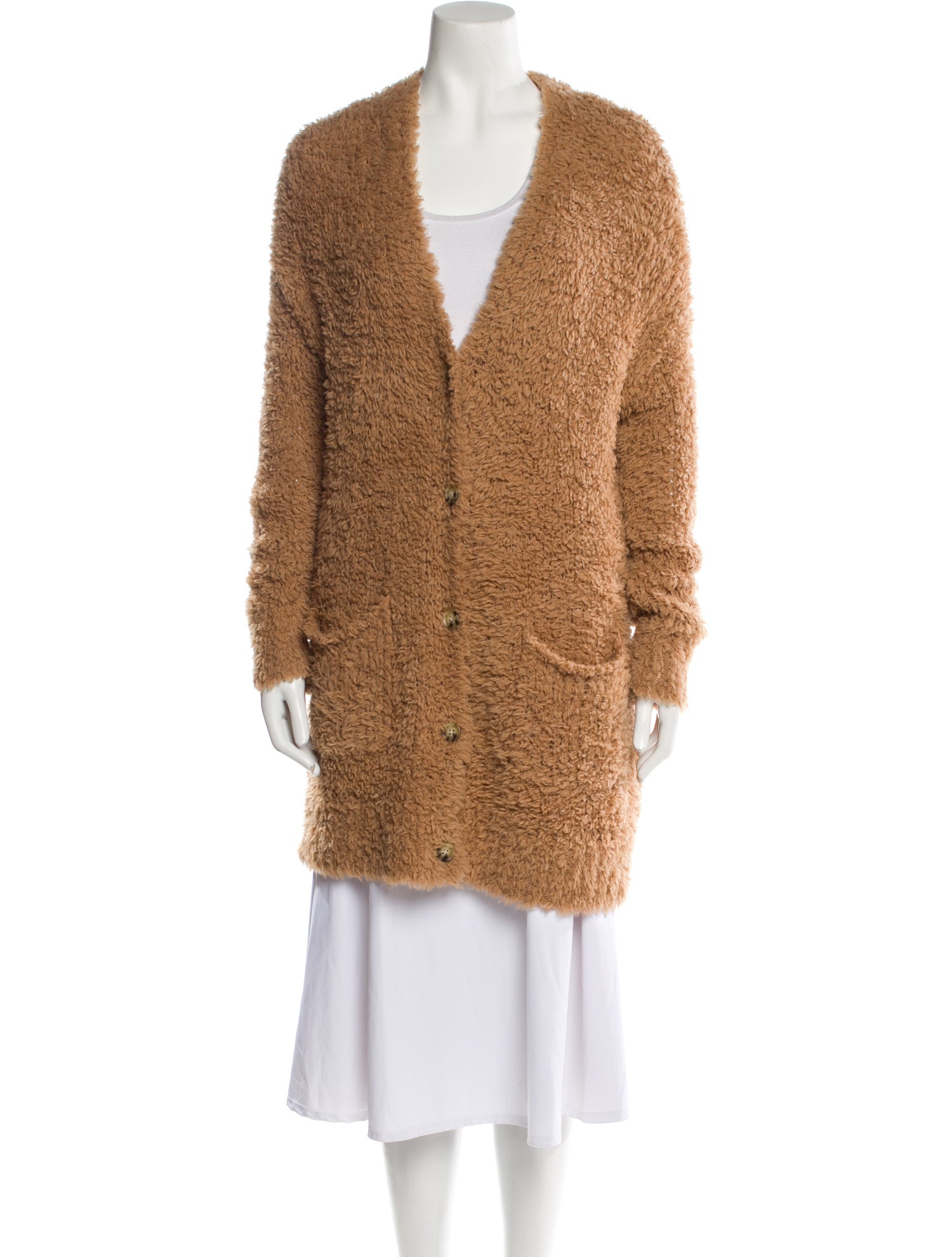 R13 Merino Wool Plunge Neckline Sweater - Brown Knitwear, Clothing ...