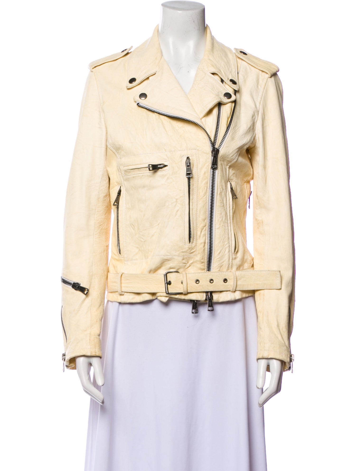 R13 Leather Biker Jacket - White Jackets, Clothing - WRA72126 | The ...