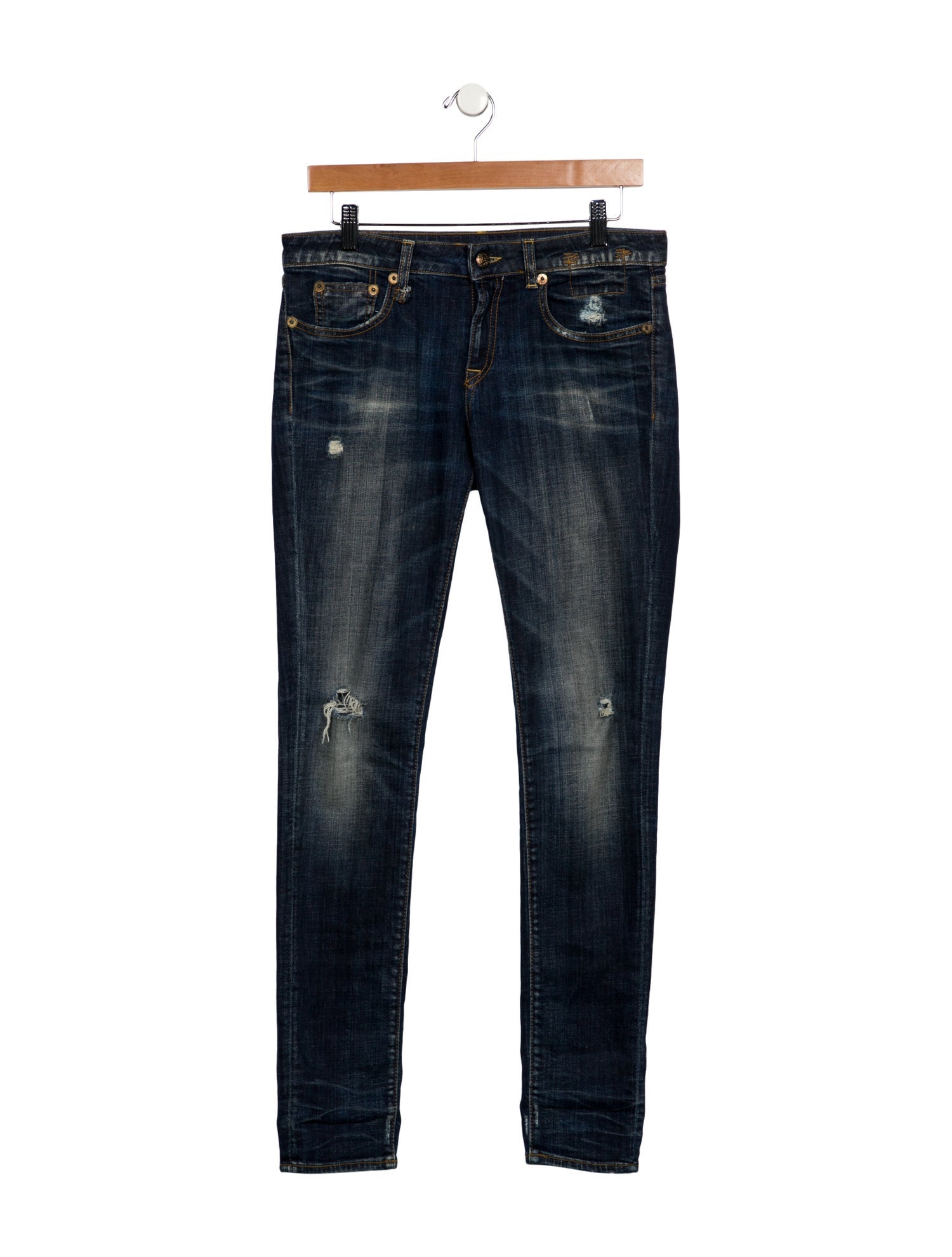 R13 Mid-Rise Skinny Leg Jeans - Blue, 8" Rise Jeans, Clothing ...