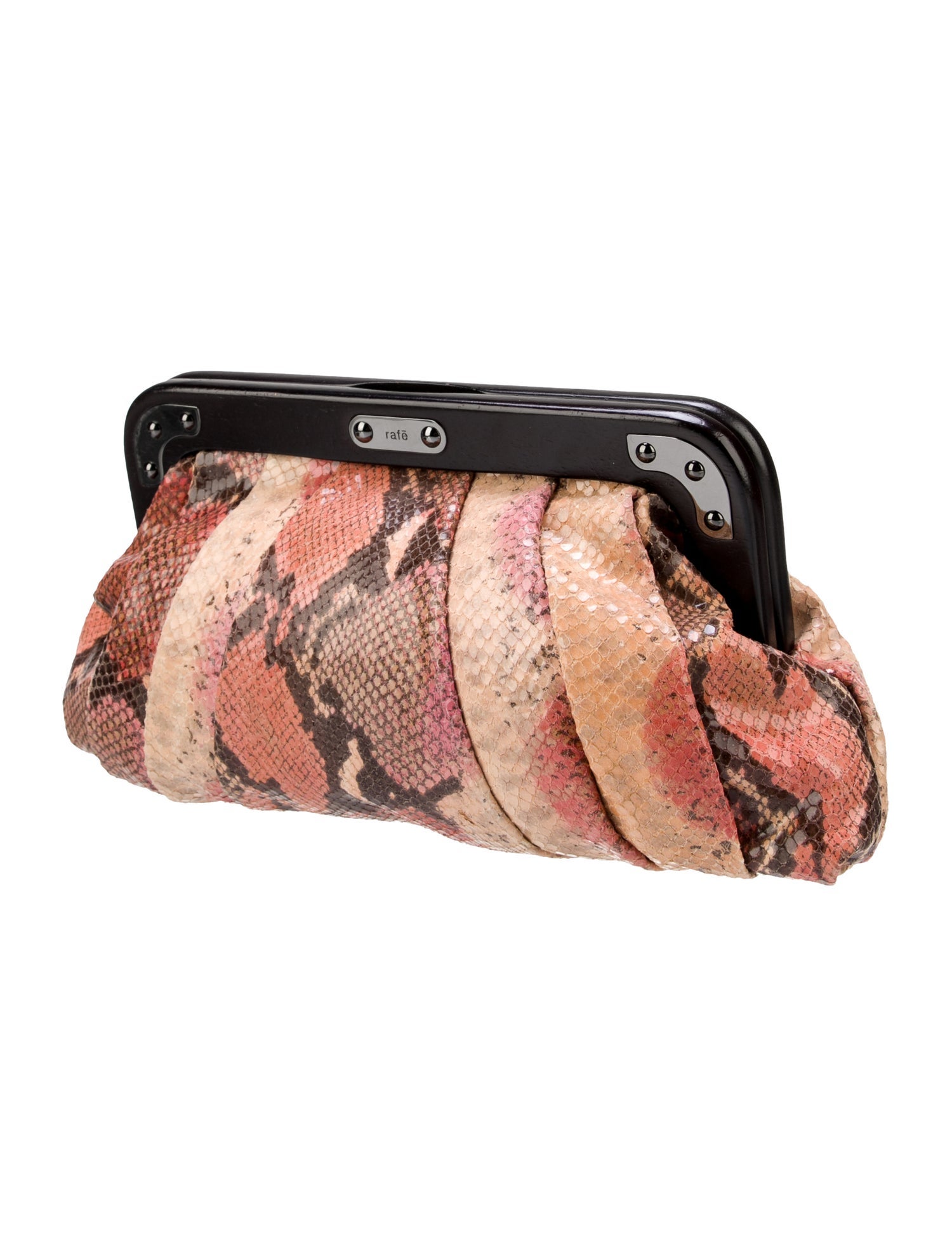Rafe Pleated Snakeskin Clutch - Pink Clutches, Handbags - WRAFE20895 ...