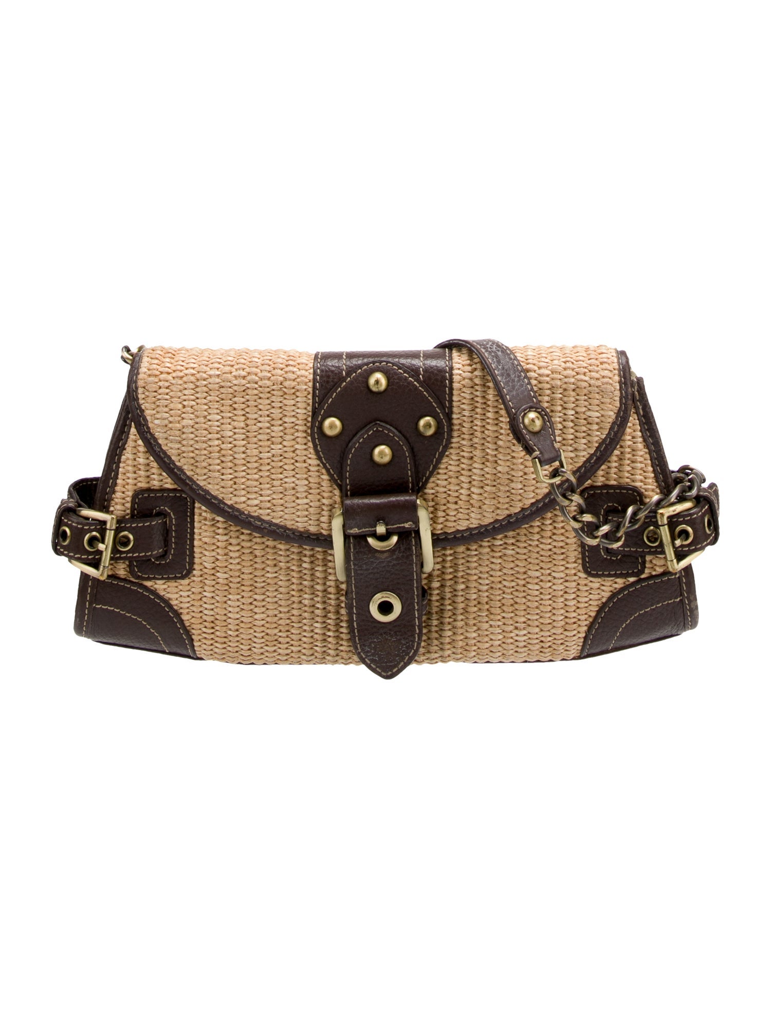 Rafe Leather Trim Raffia Shoulder Bag - Neutrals Shoulder Bags, Handbags - WRAFE20942 | The RealReal