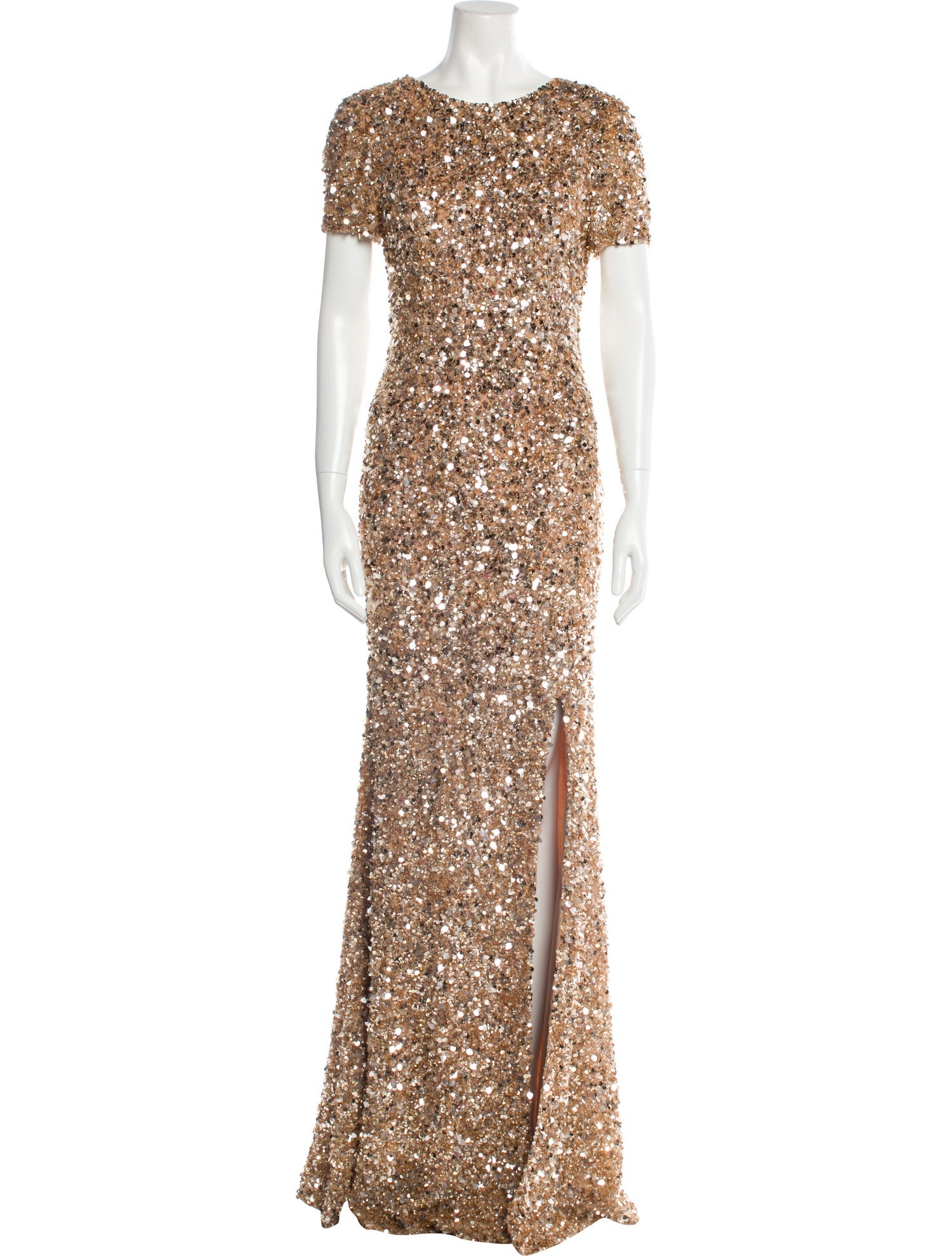 Rachel Gilbert Crew Neck Long Dress w/ Tags - Metallic Dresses ...