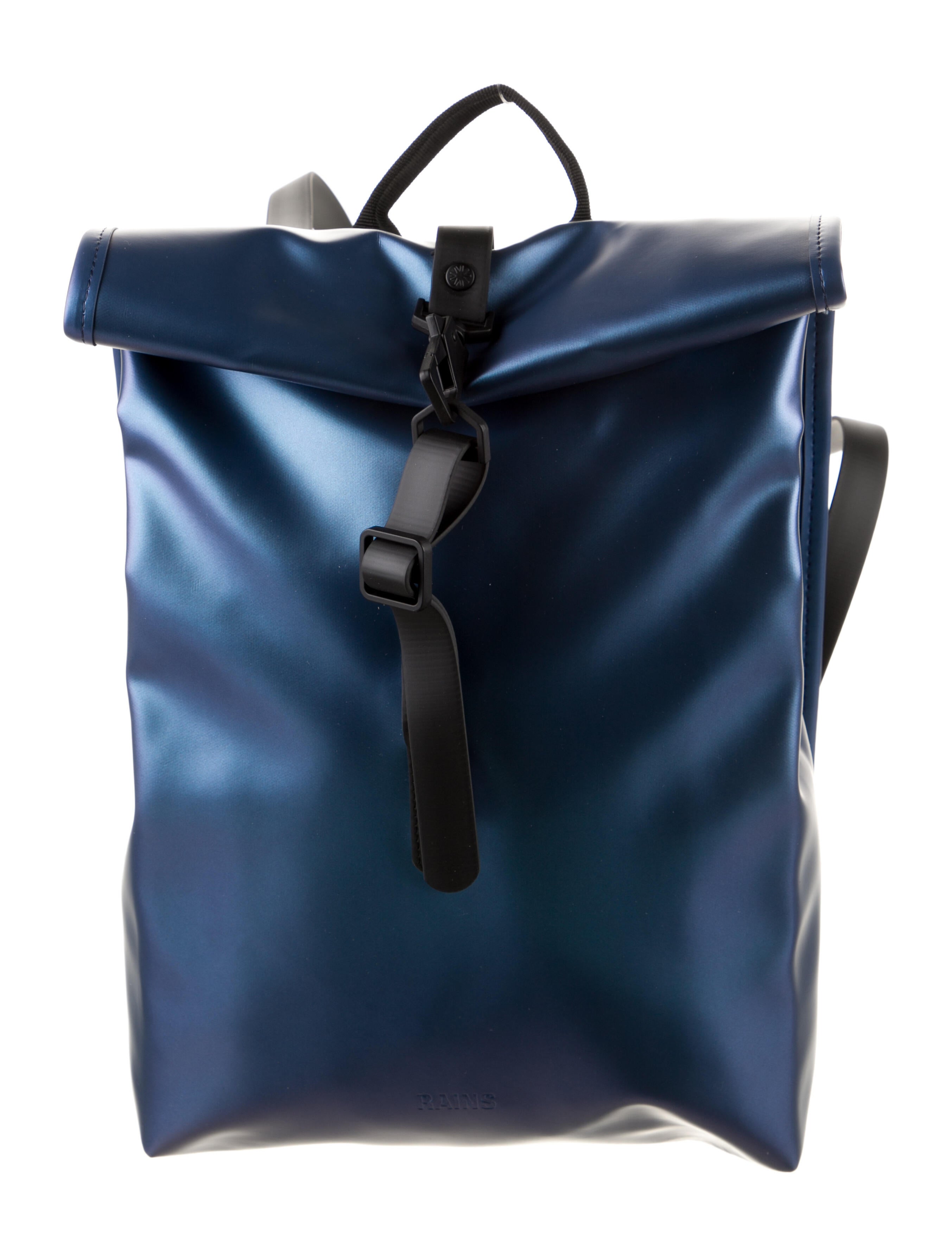 Rains Rubber Mini Rolltop Rucksack - Blue Backpacks, Handbags ...