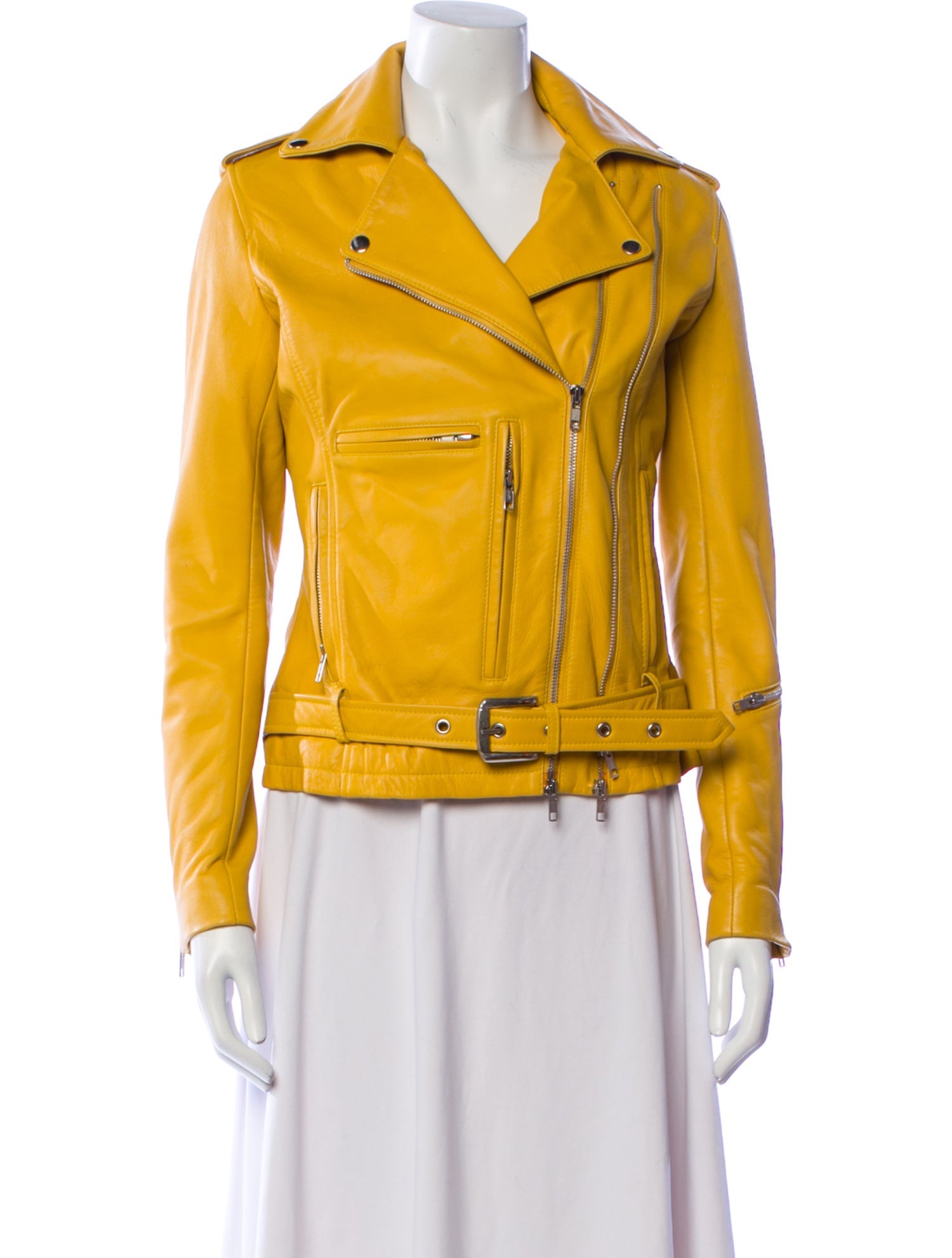 RAGELEATHER Leather Biker Jacket - Yellow Jackets, Clothing ...