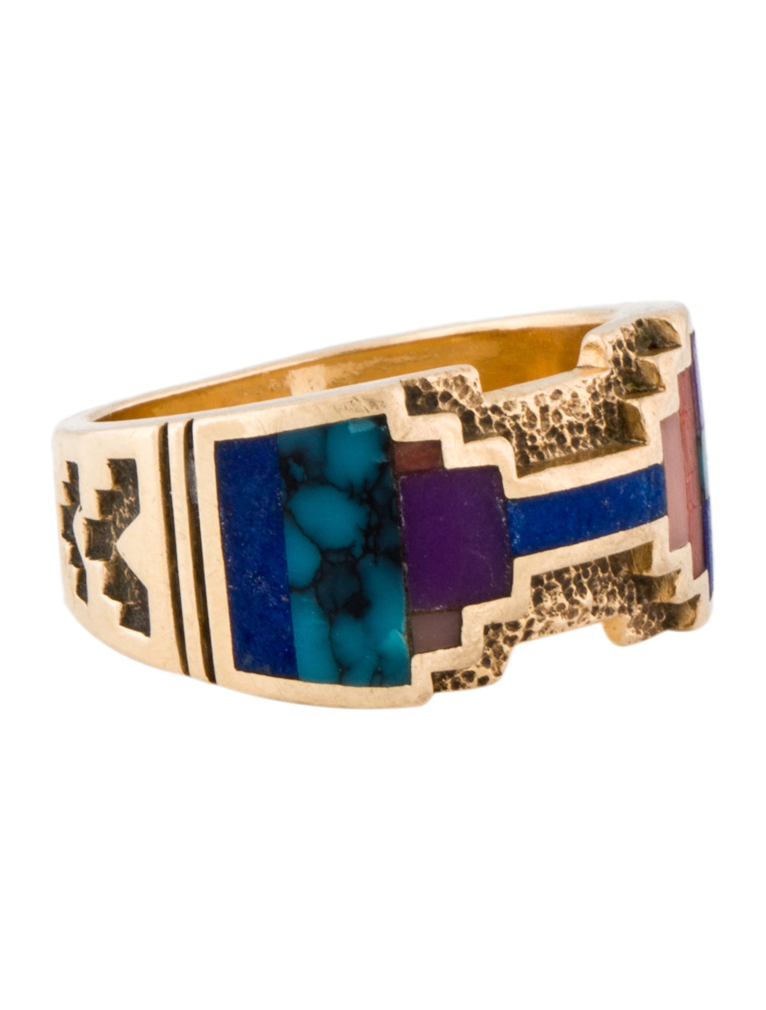 Ray Tracey 14K Multistone Inlay Band - 14K Yellow Gold Band, Rings ...