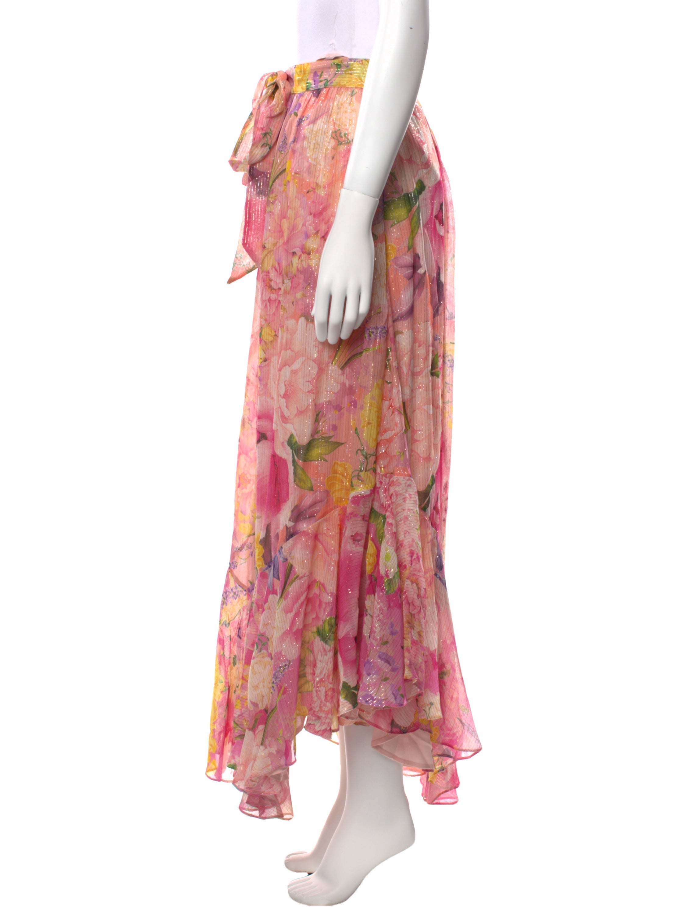 Rococo Sand Floral Print Long Skirt - Pink Skirts, Clothing ...