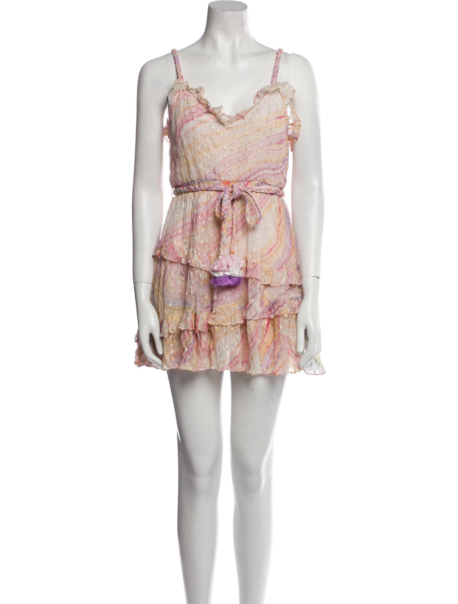 Chio Lace Pattern Mini Dress - Metallic Dresses, Clothing - WCHOE20444 ...