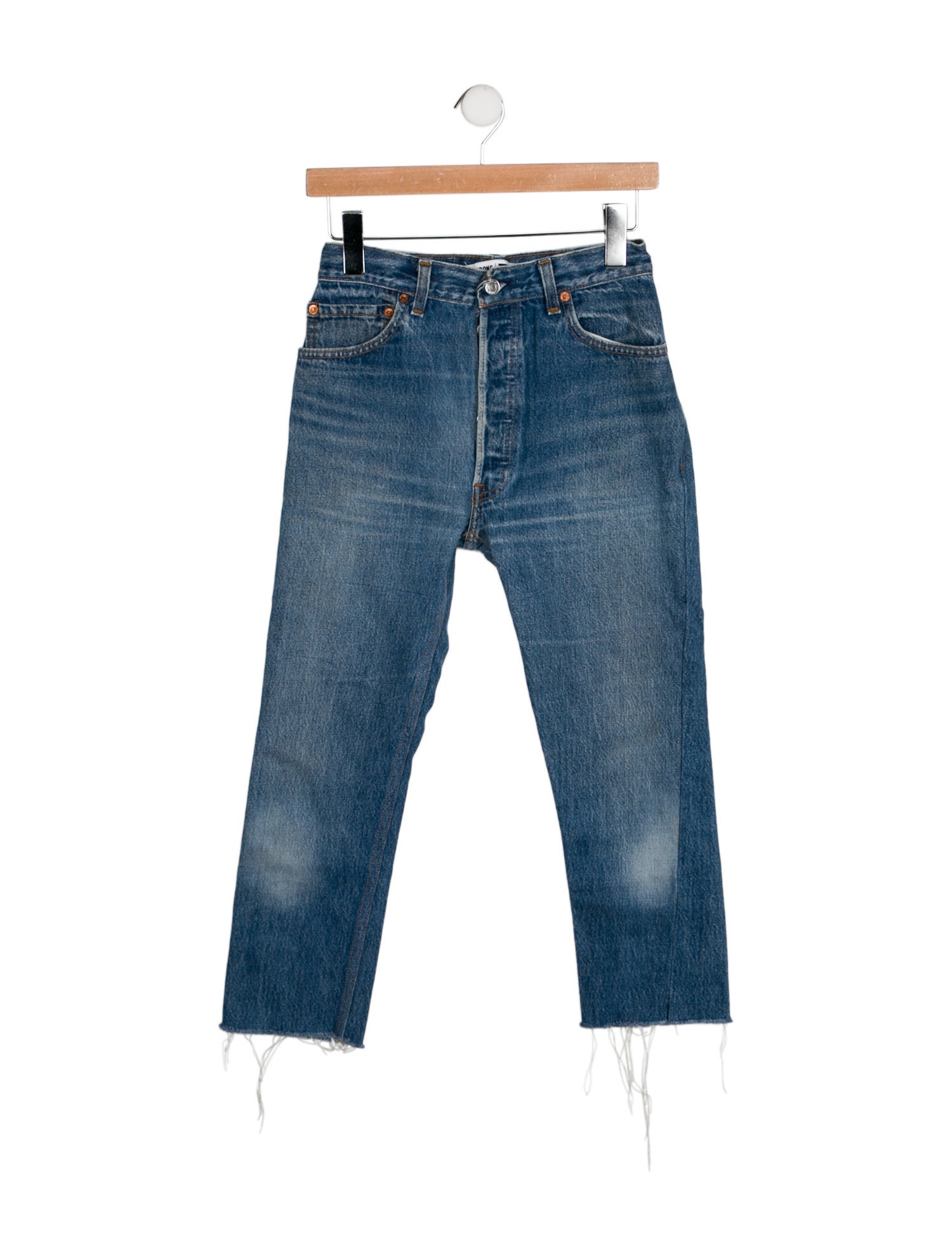 Re/Done X Levis Mid-Rise Straight Leg Jeans - Blue, 11" Rise Jeans ...