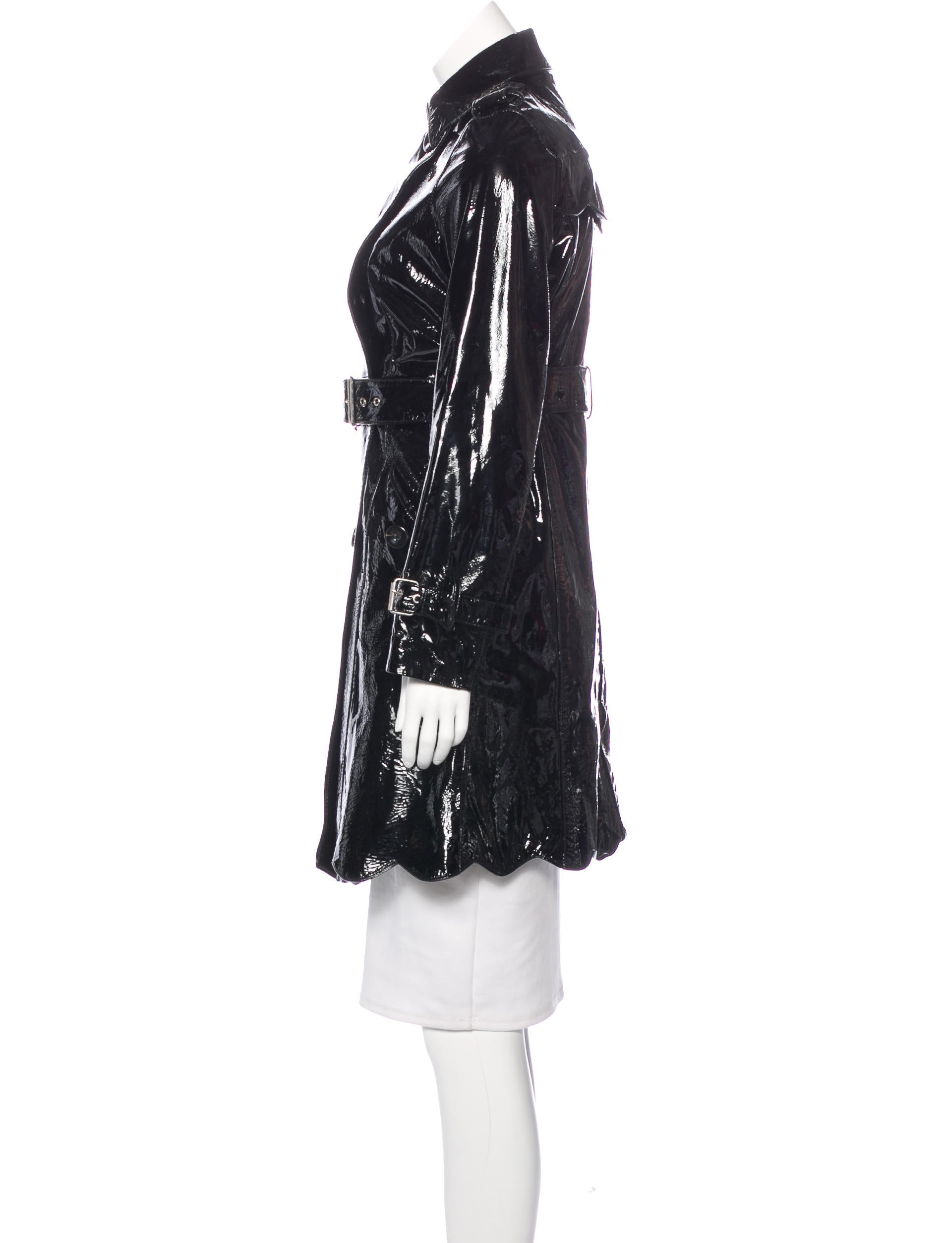Red Valentino Patent Leather Trench Coat - Black Coats, Clothing ...