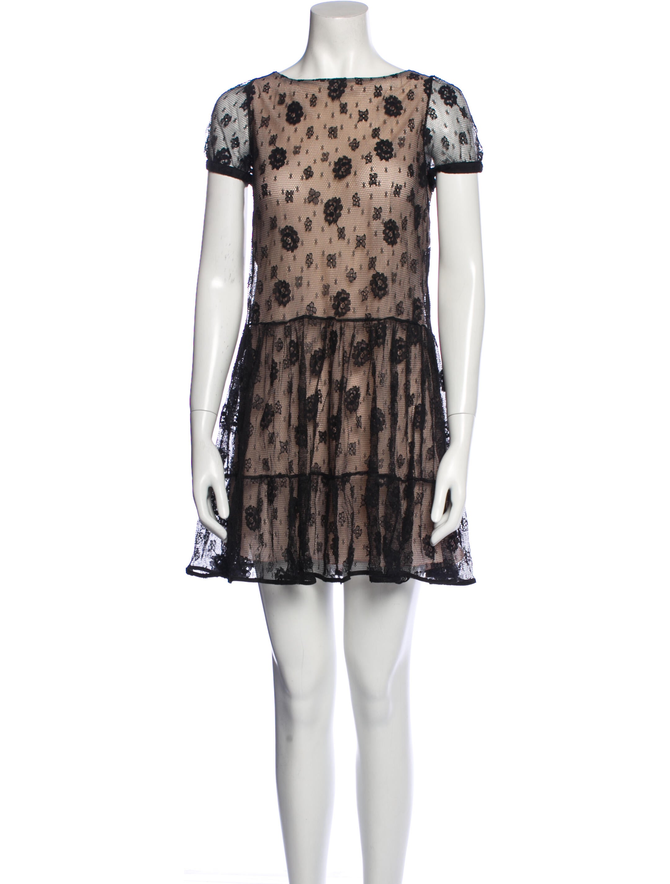 Red Valentino Lace Pattern Mini Dress - Black Dresses, Clothing ...