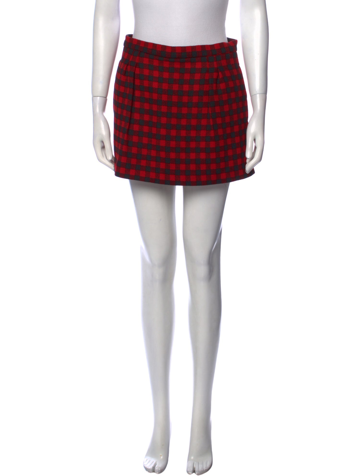 Red Valentino Plaid Print Mini Shorts w/ Tags - Red, 12" Rise Shorts ...