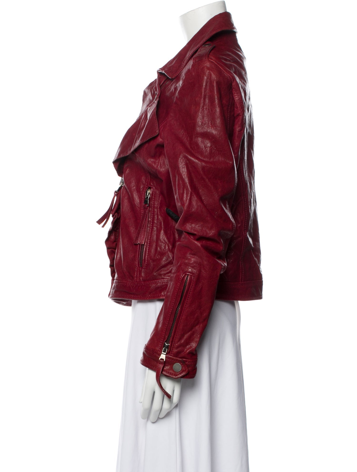 Red Valentino Leather Biker Jacket - Red Jackets, Clothing - WRE77182 ...