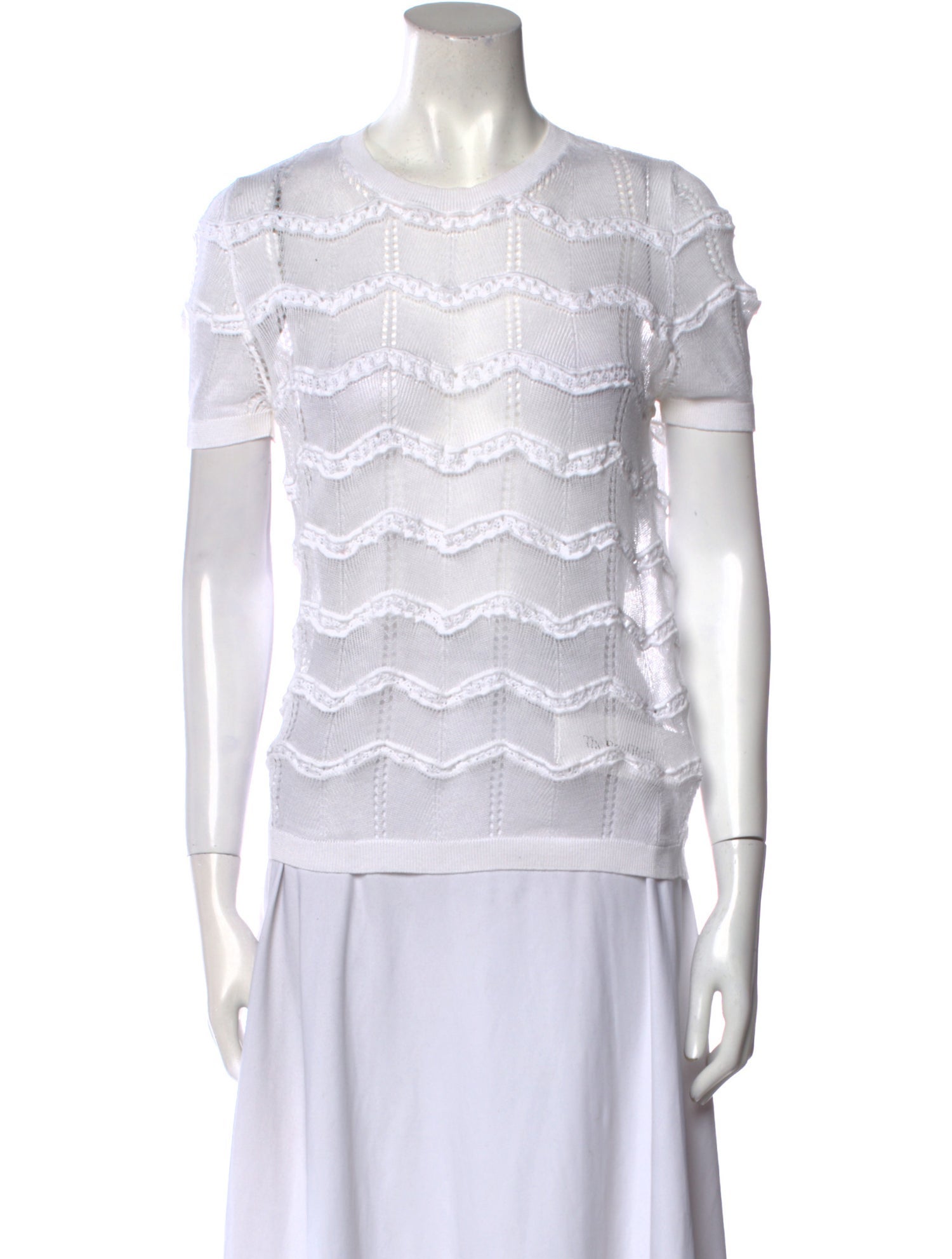 Red Valentino Lace Pattern Crew Neck Top - White Tops, Clothing ...