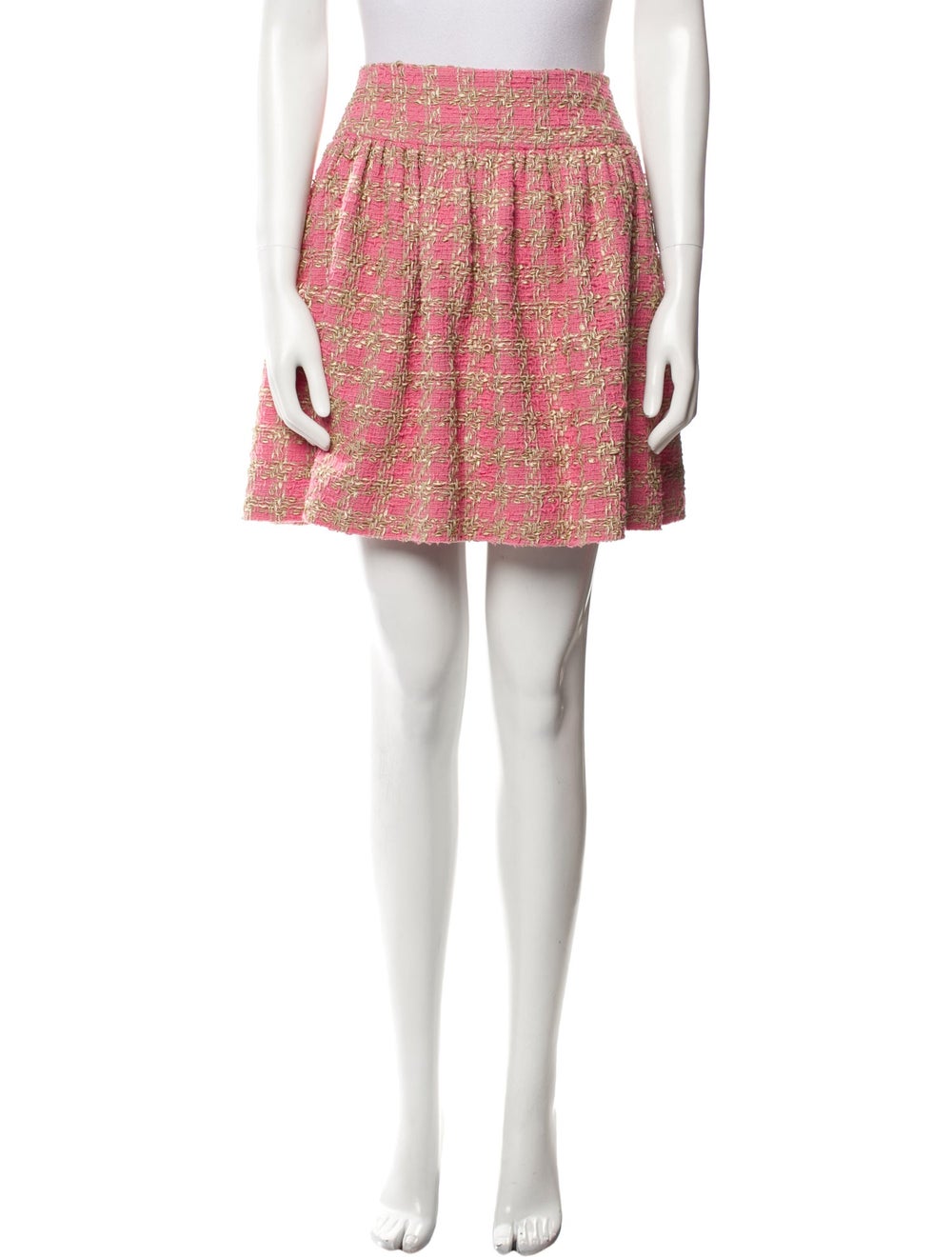Red Valentino Skirt Pink Tweed Pattern Pleated Accents - Gem