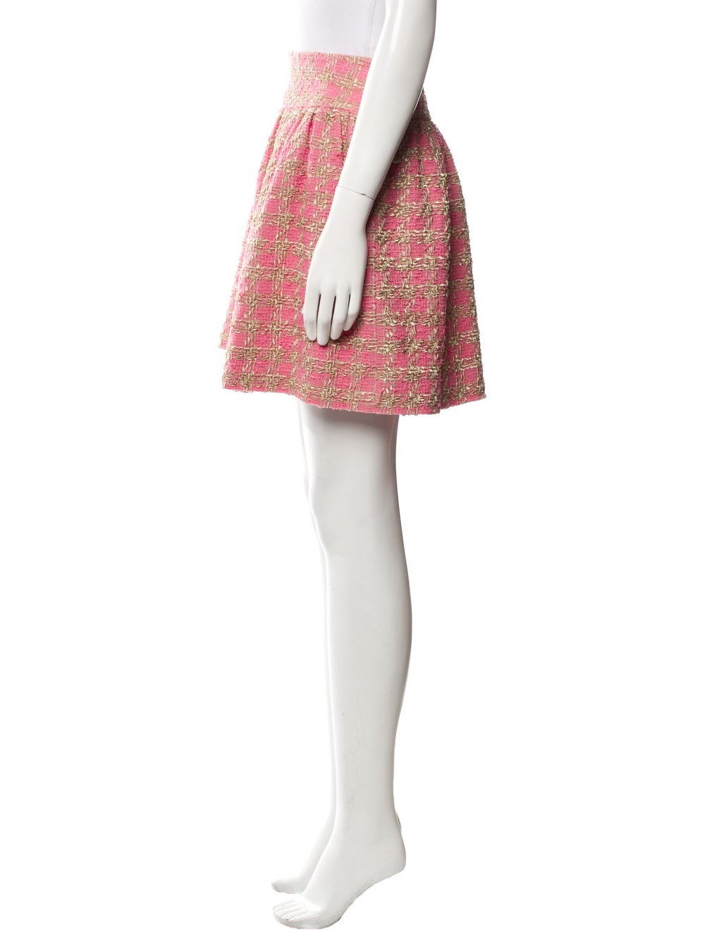 Red Valentino Skirt Pink Tweed Pattern Pleated Accents - Gem