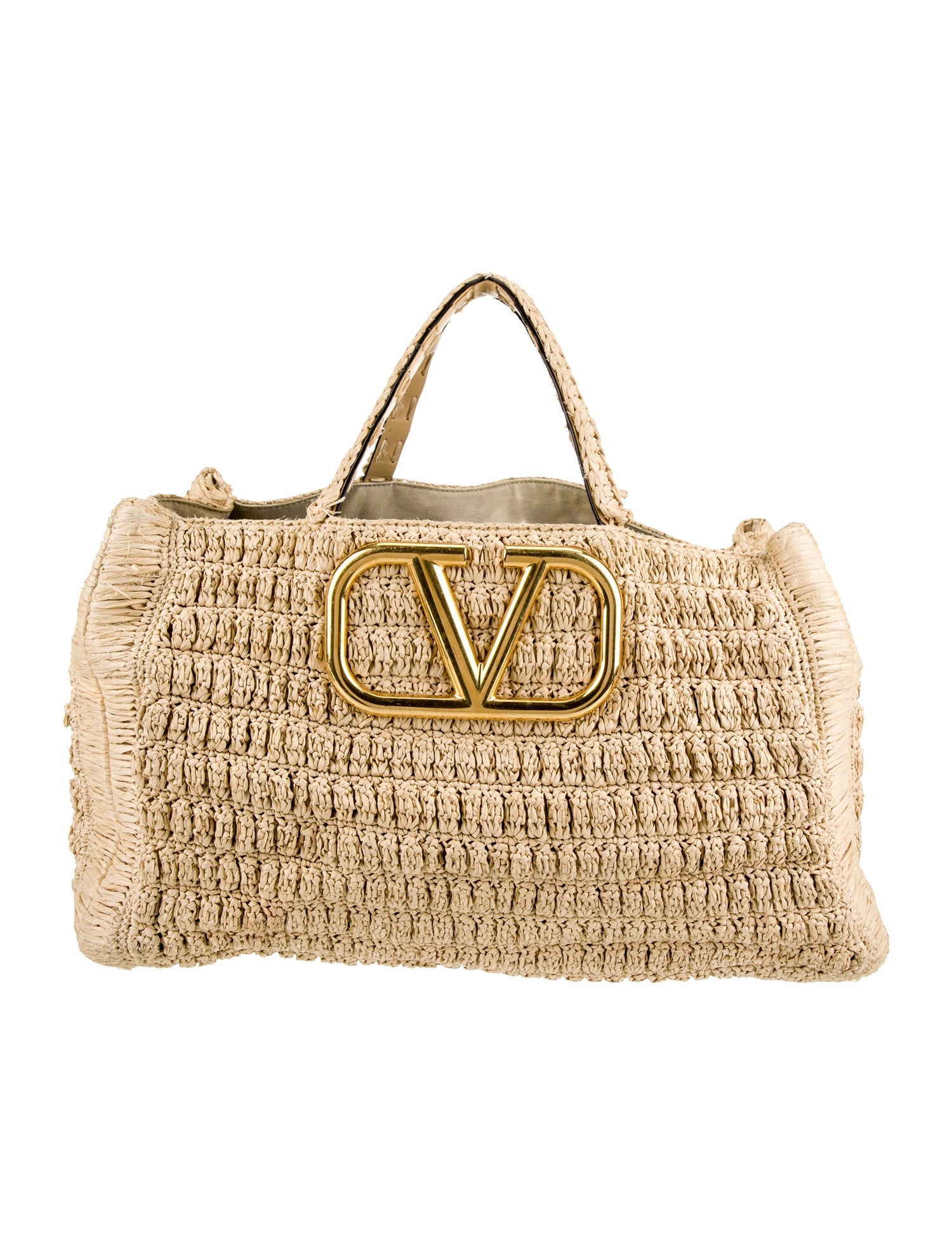Valentino Raffia Weekender Bag - Neutrals Totes, Handbags - WRE85851 ...