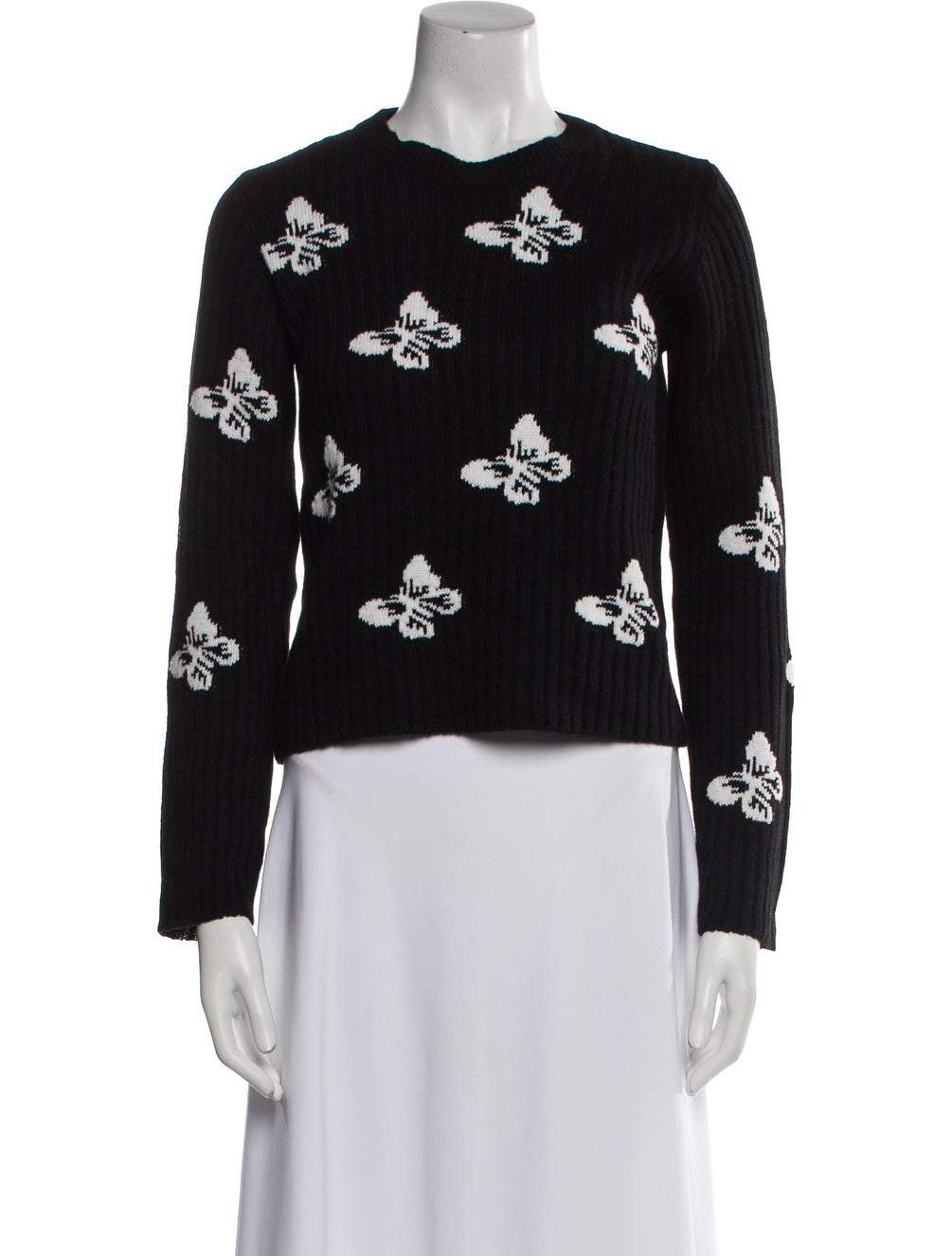 Red Valentino Printed Crew Neck Sweater - Black Knitwear, Clothing ...