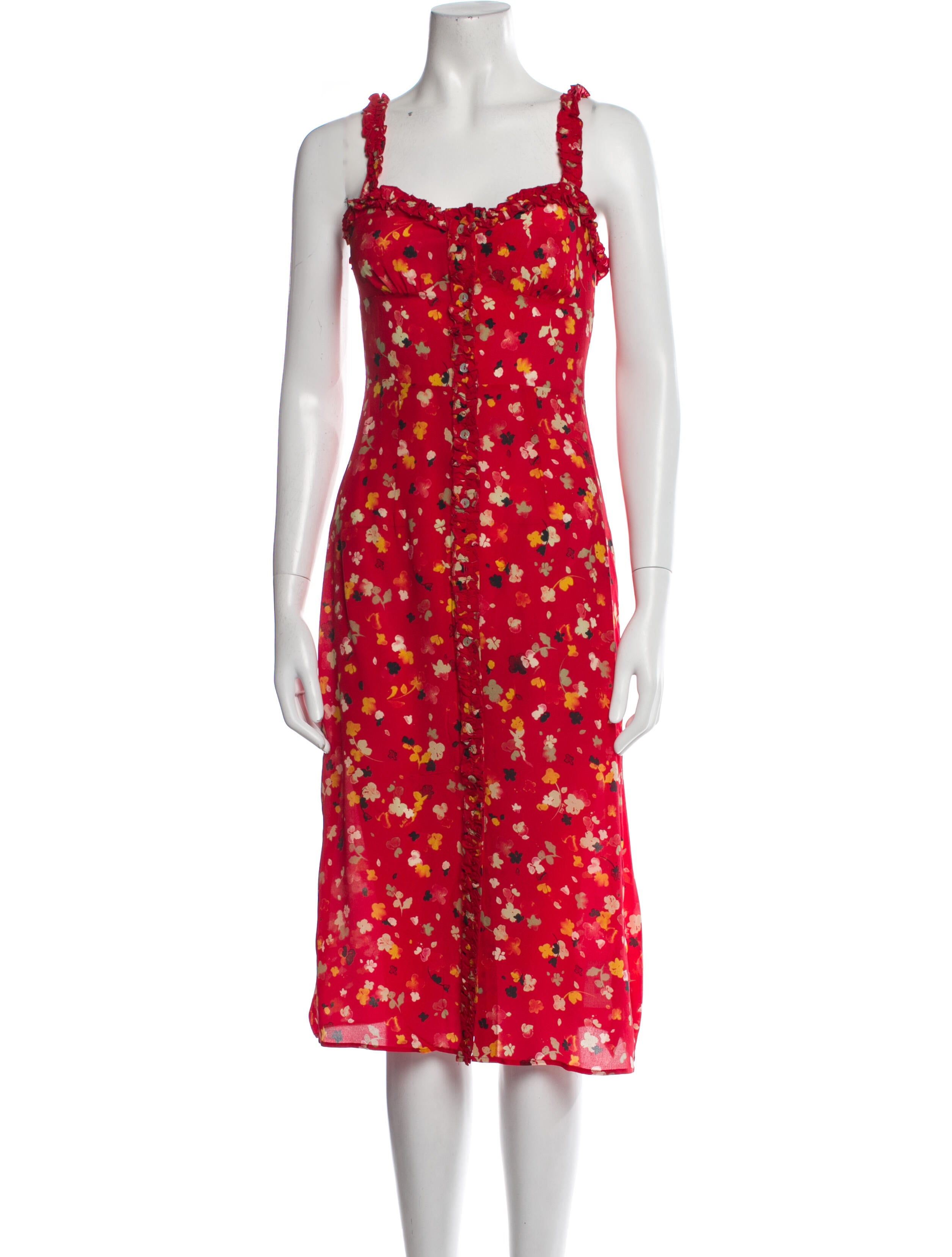 Réalisation Par Silk Midi Length Dress w/ Tags - Red Dresses, Clothing ...