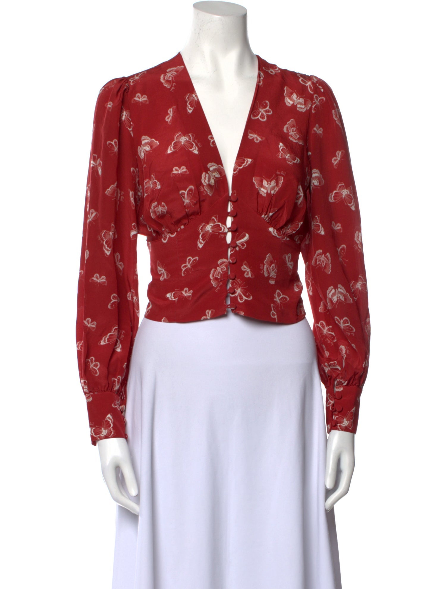 Réalisation Par Silk Floral Print Crop Top - Red Tops, Clothing ...