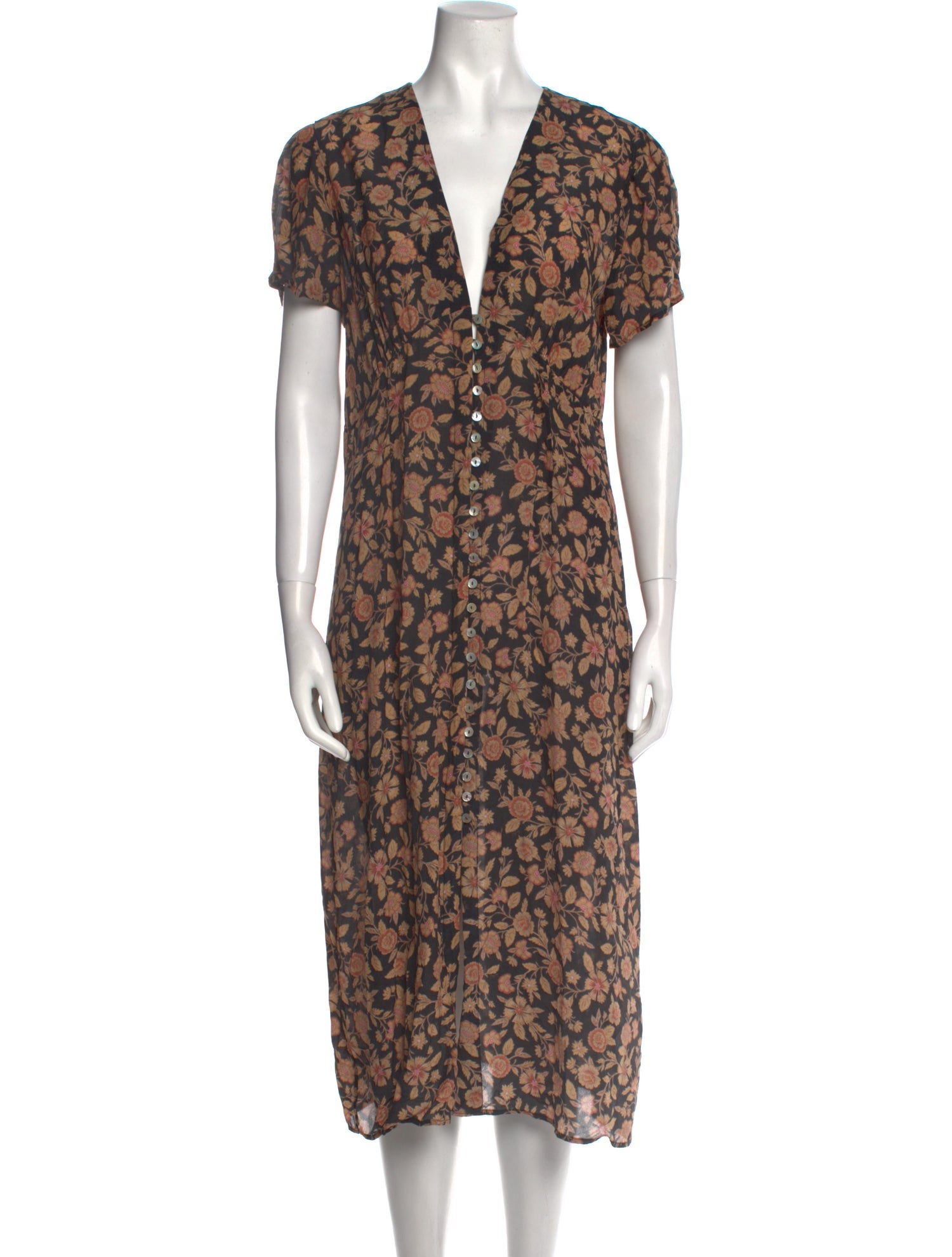 Réalisation Par Floral Print Midi Length Dress - Black Dresses ...