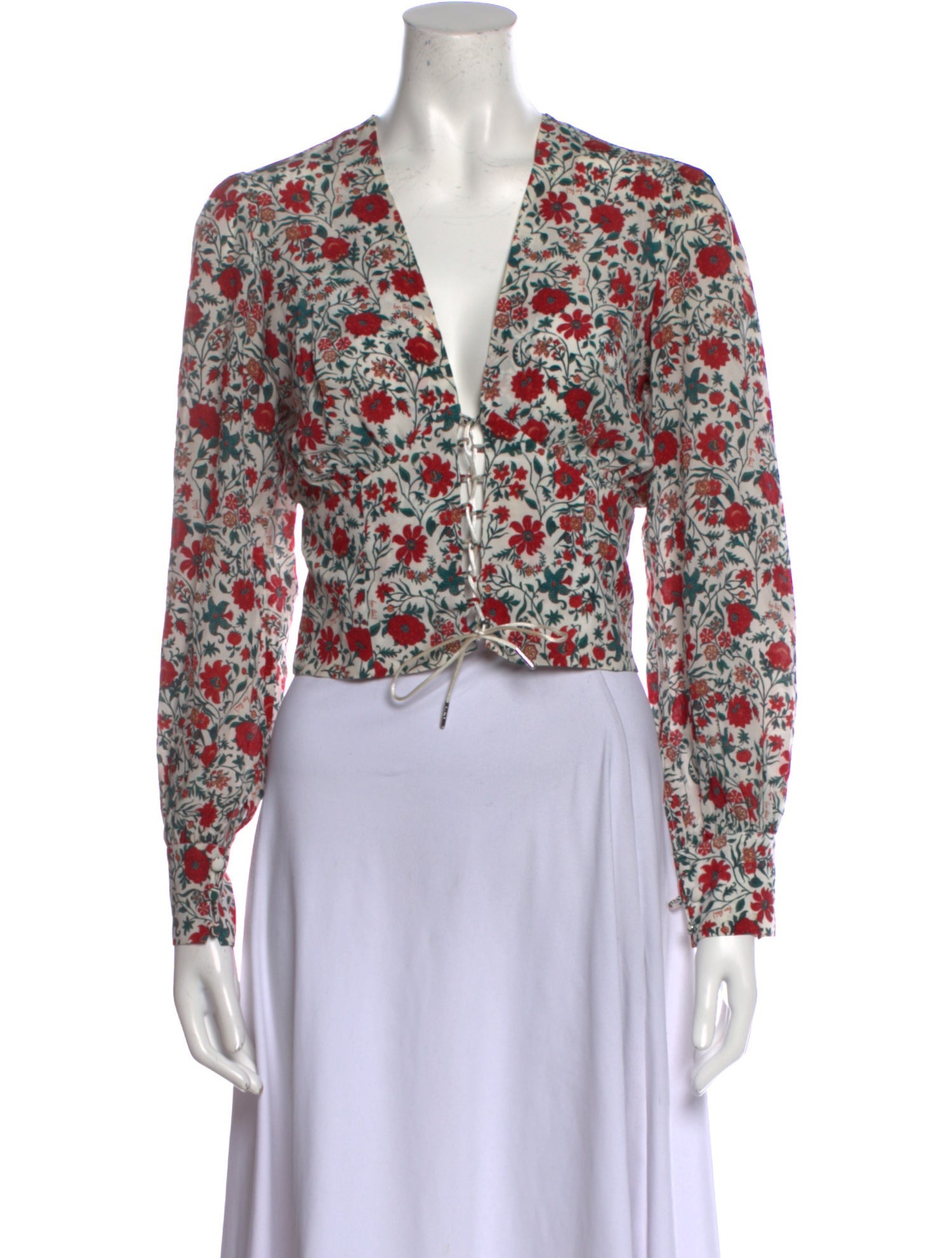 Réalisation Par Silk Floral Print Crop Top - Red Tops, Clothing ...