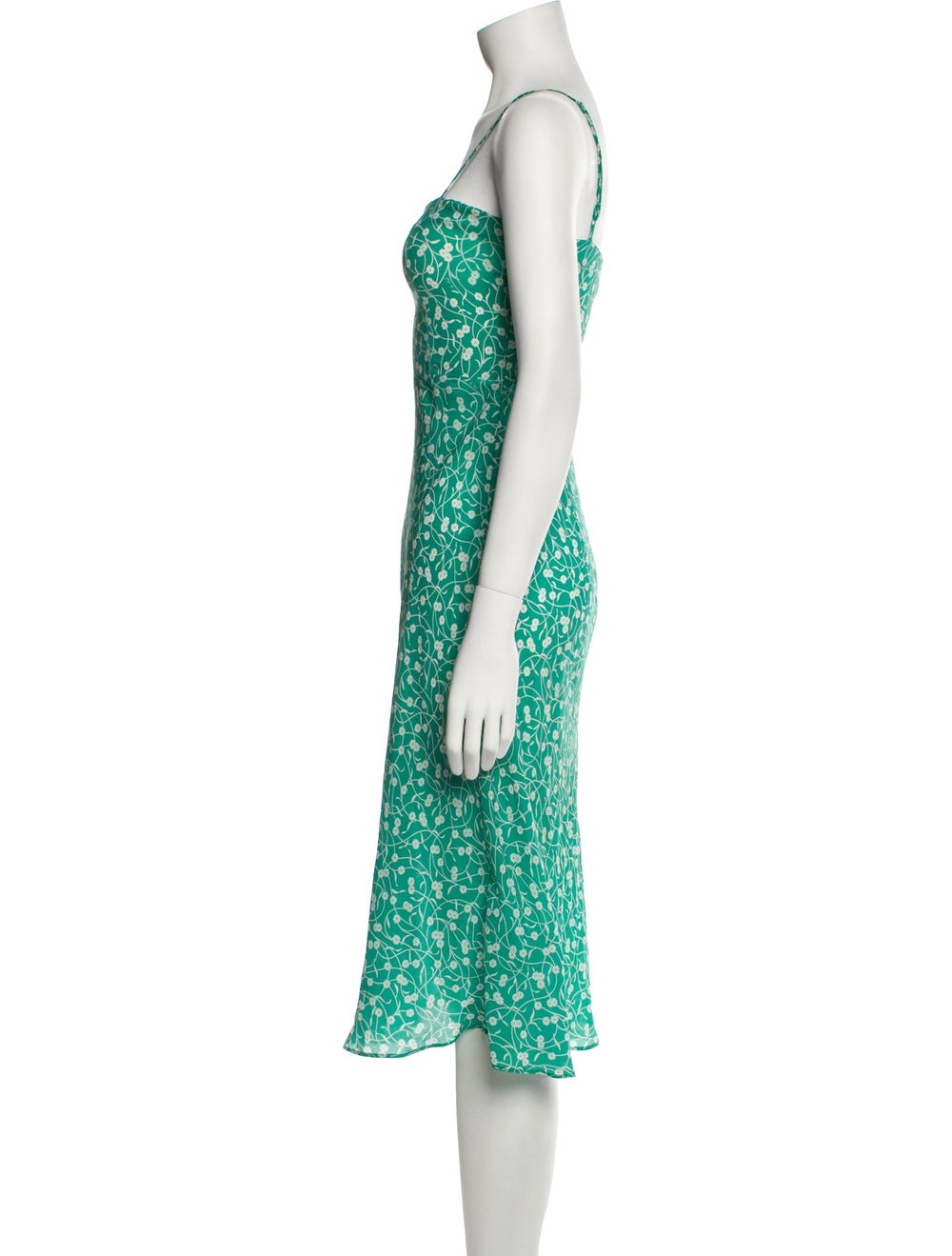 Réalisation Par Silk Slip Dress Green Floral Print Ru… - Gem